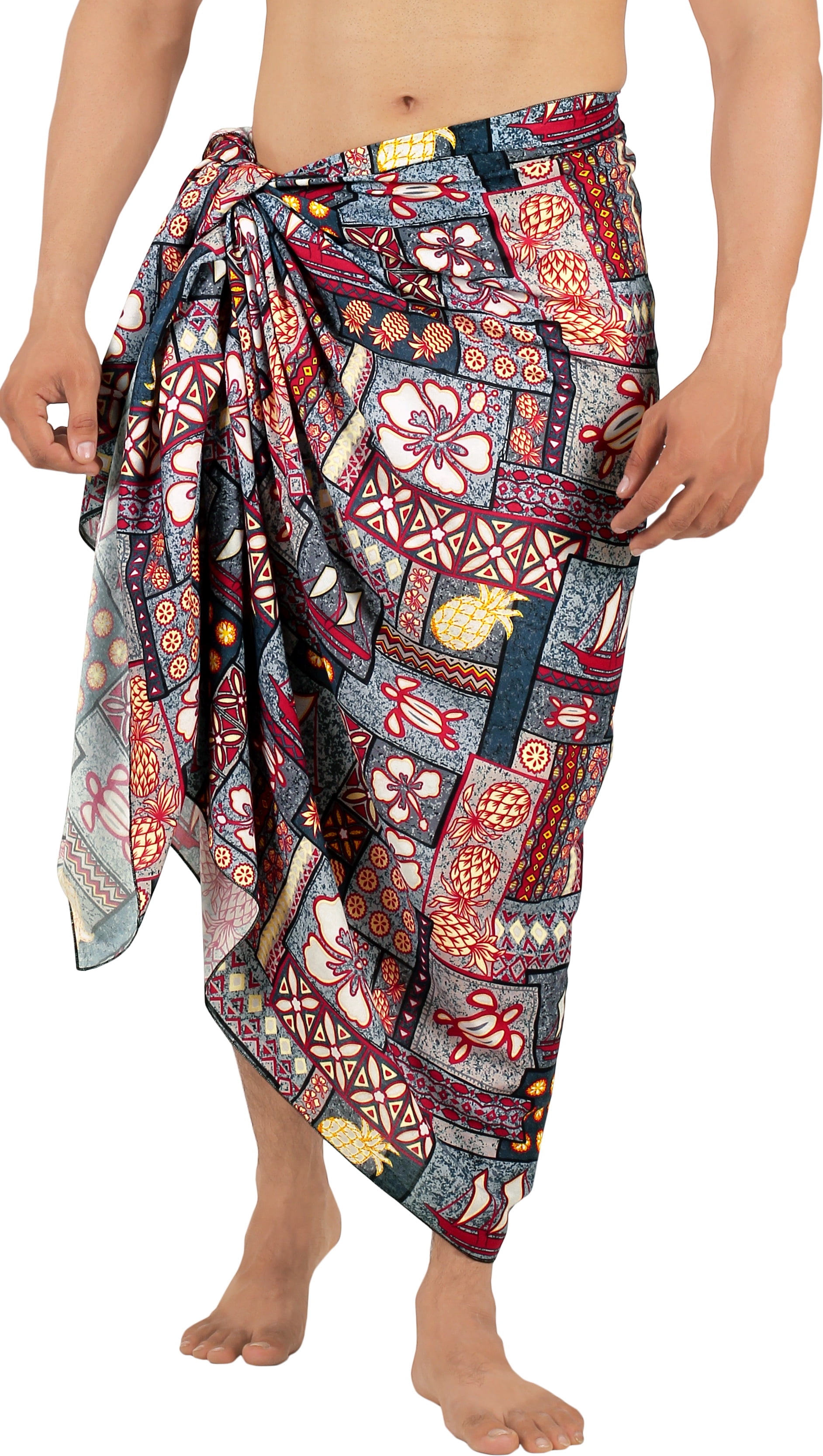 LA LEELA Men's Swimwear Beach Summer Pareo Long Sarong Wrap One Size ...