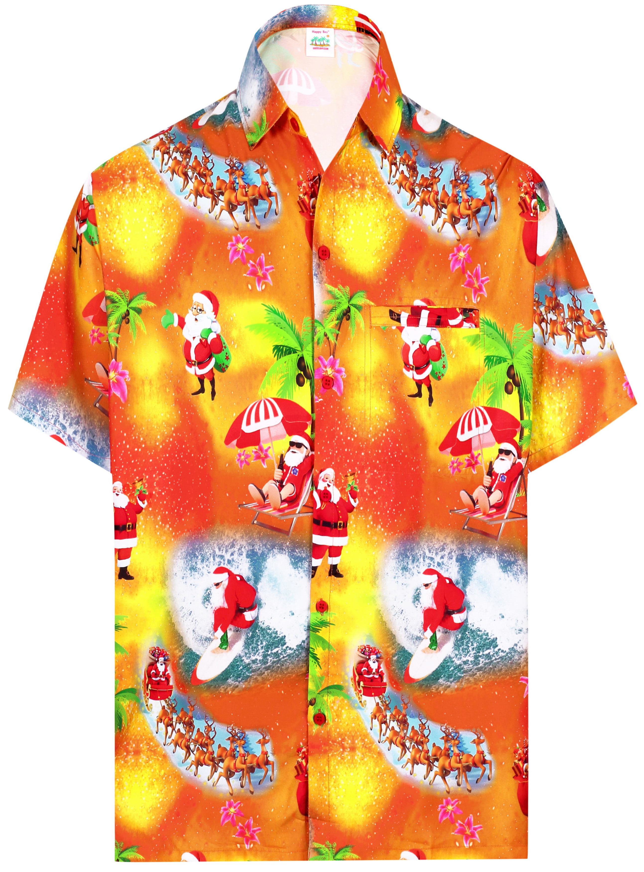 LA LEELA Mens Hawaiian Christmas Tree Shirts Short Sleeve Button Down ...