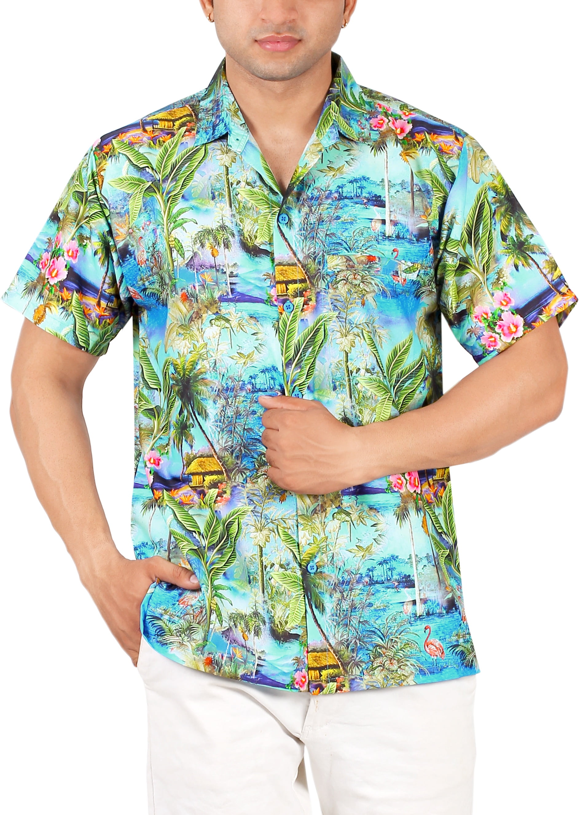La Leela Mens Hawaiian Shirts Short Sleeve Button Down Shirt Mens