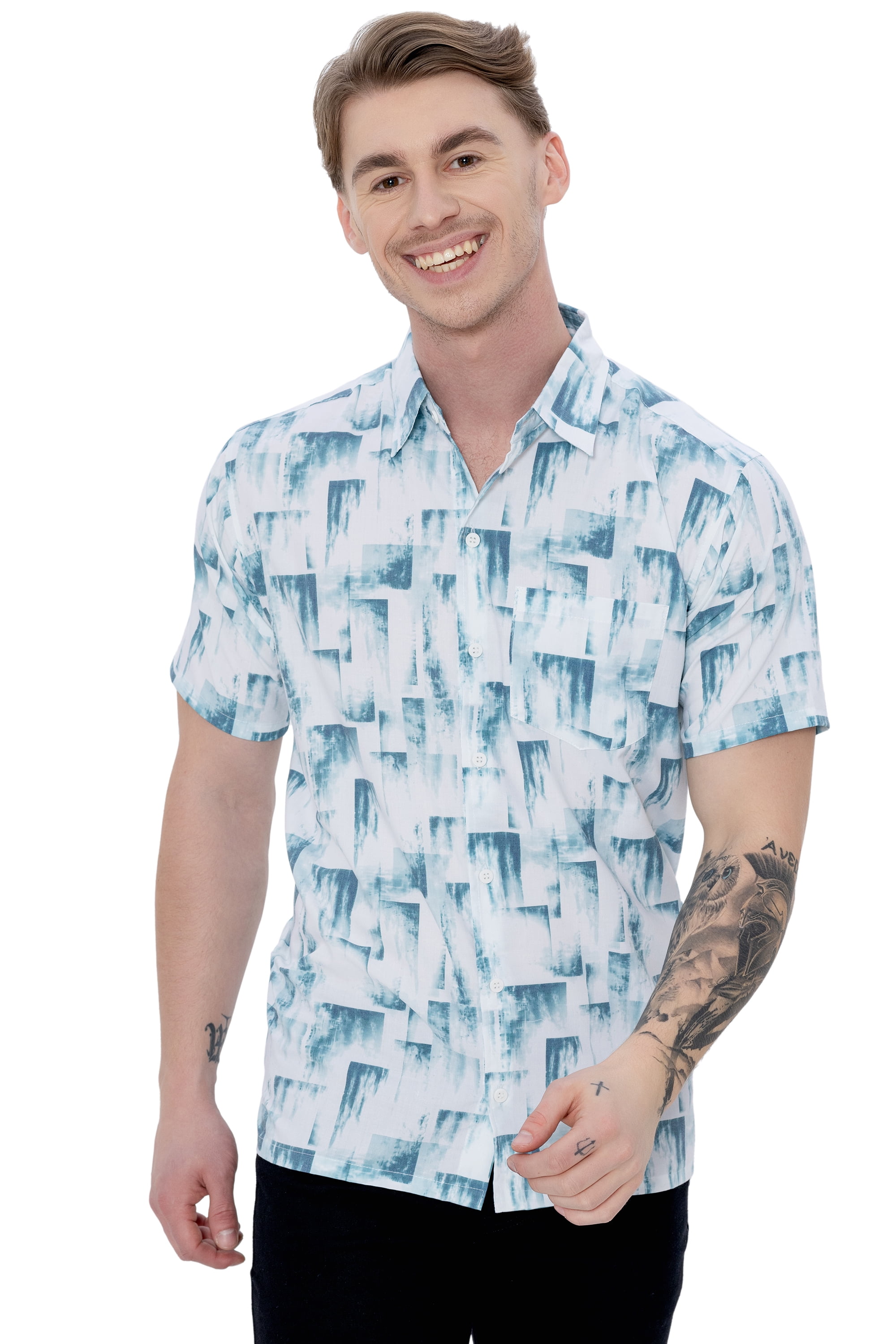 LA LEELA Mens Hawaiian Shirts Short Sleeve Button Down Shirt Men's ...
