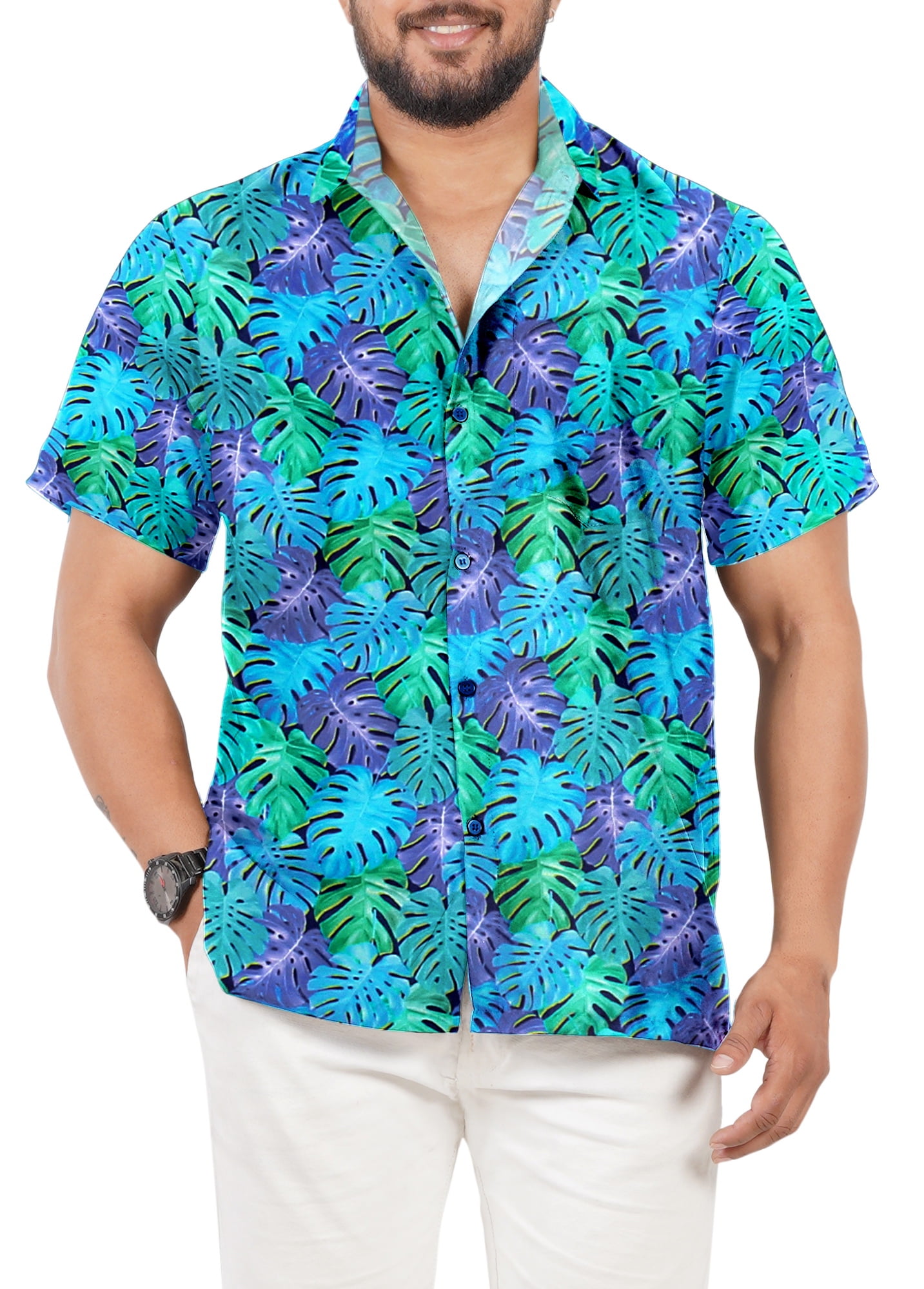LA LEELA Mens Hawaiian Shirts Short Sleeve Button Down Shirt Men's ...