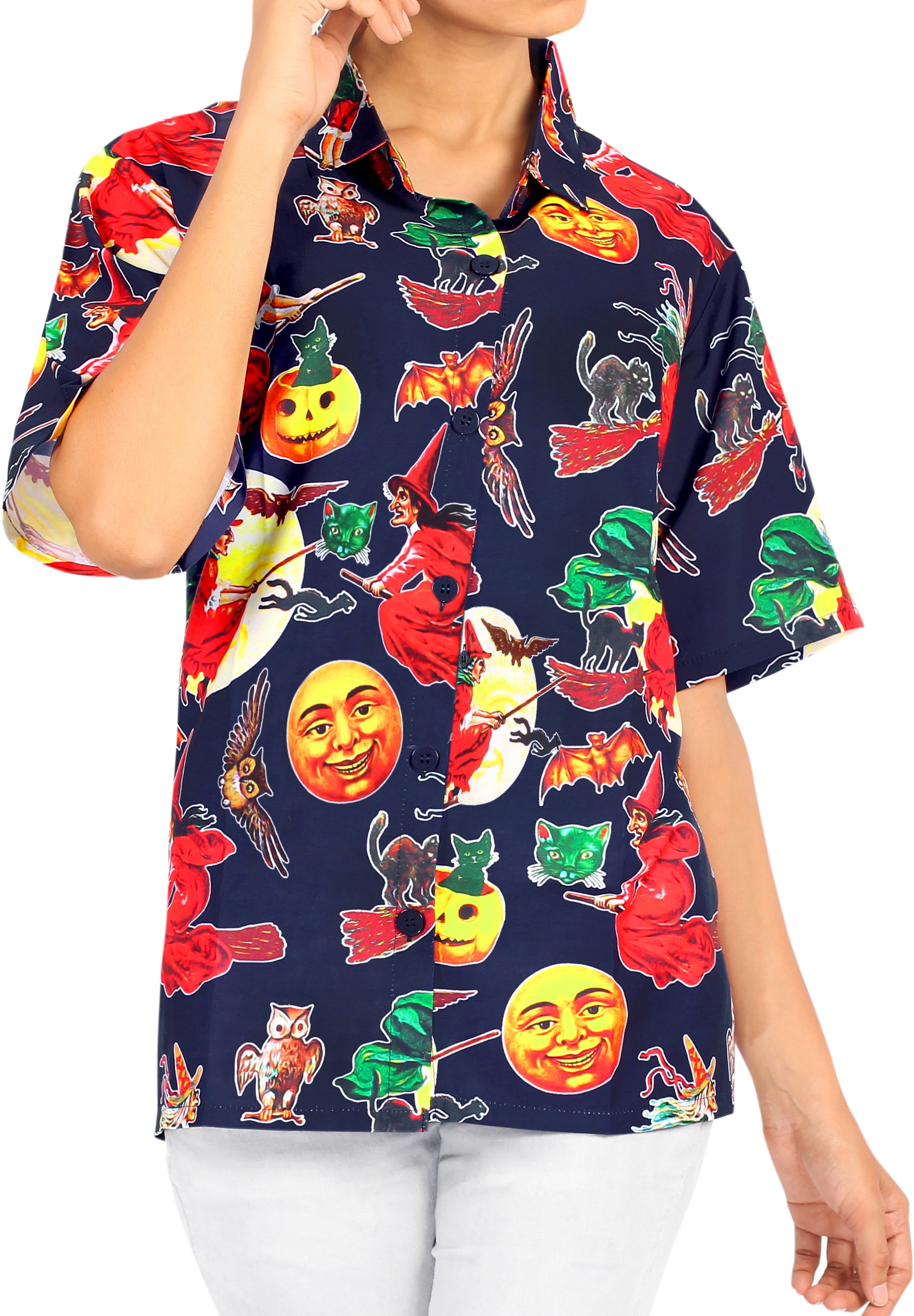 LA LEELA Women's Beach Halloween Costumes Blouse Shirt Spooky Hocus ...