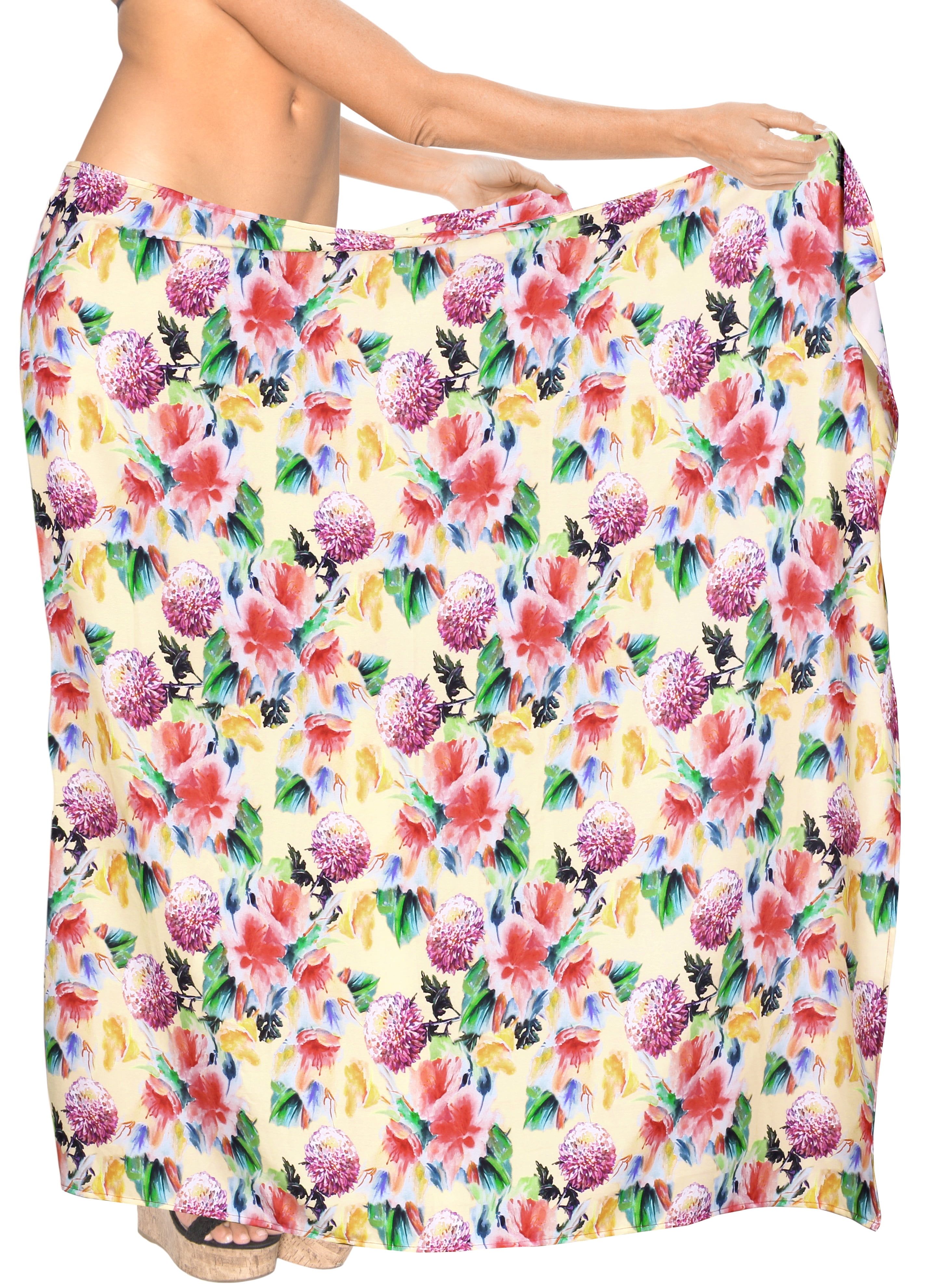 LA LEELA Women's Beachwear Summer Pareo Swim Cover up Casual High Waist ...