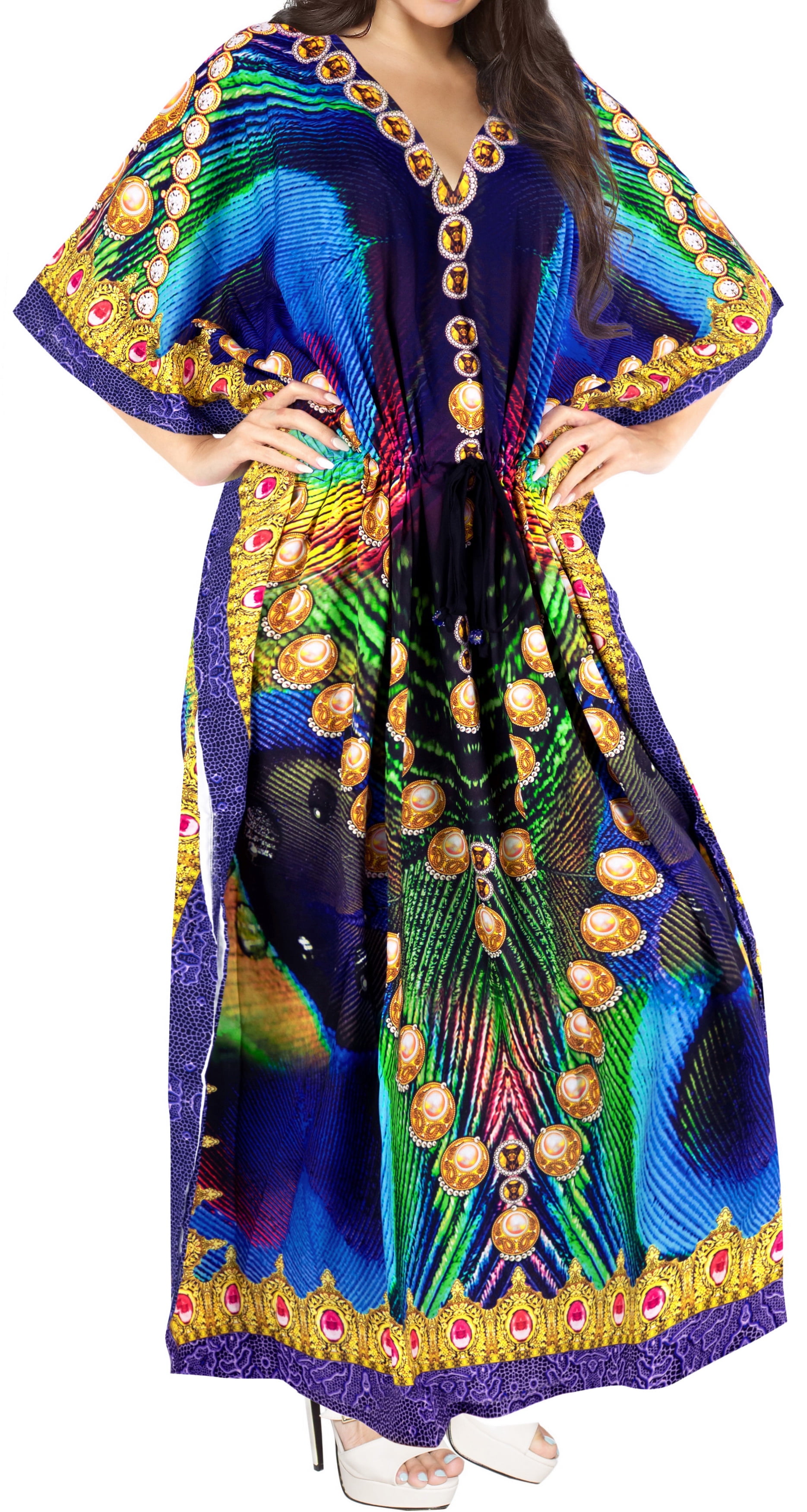 LA LEELA Women's Summer African Beach Maxi Slit Dresses Caftan ...