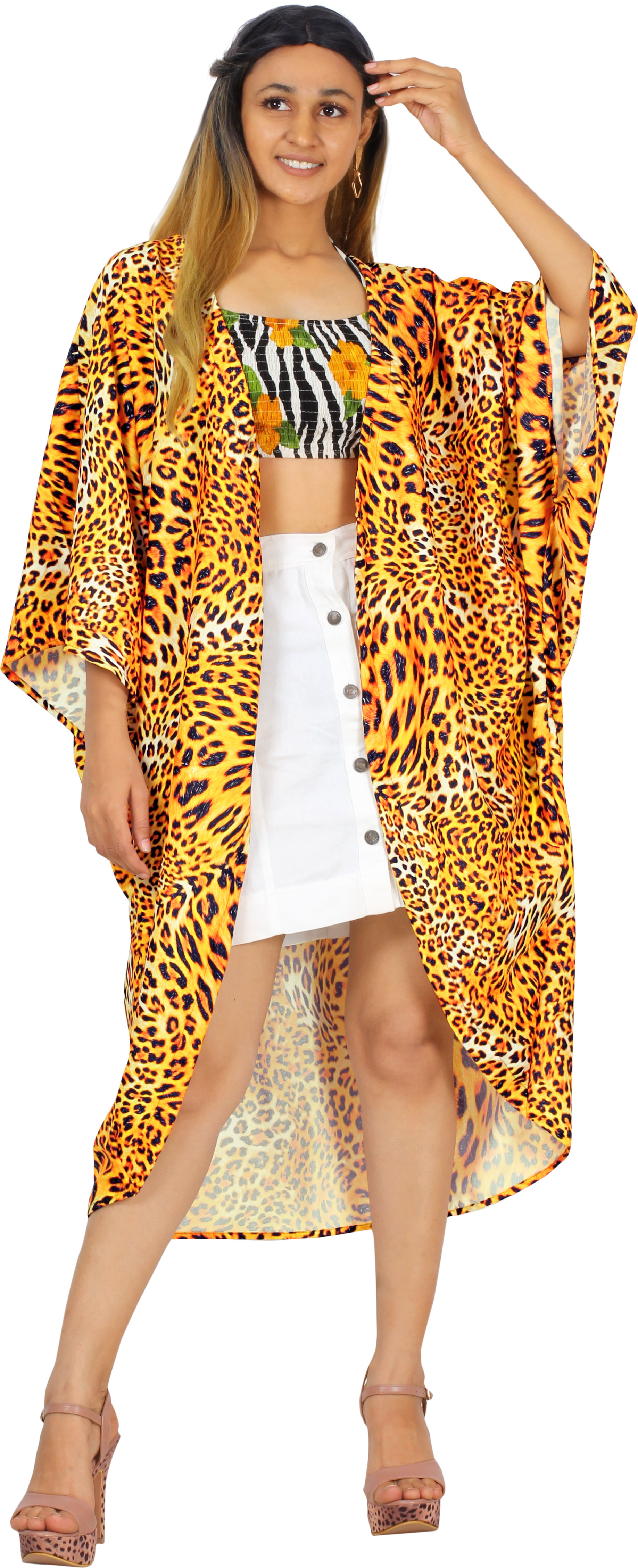 LA LEELA Women's Summer Beachwear Duster Tropical Beach Kimono Loose ...