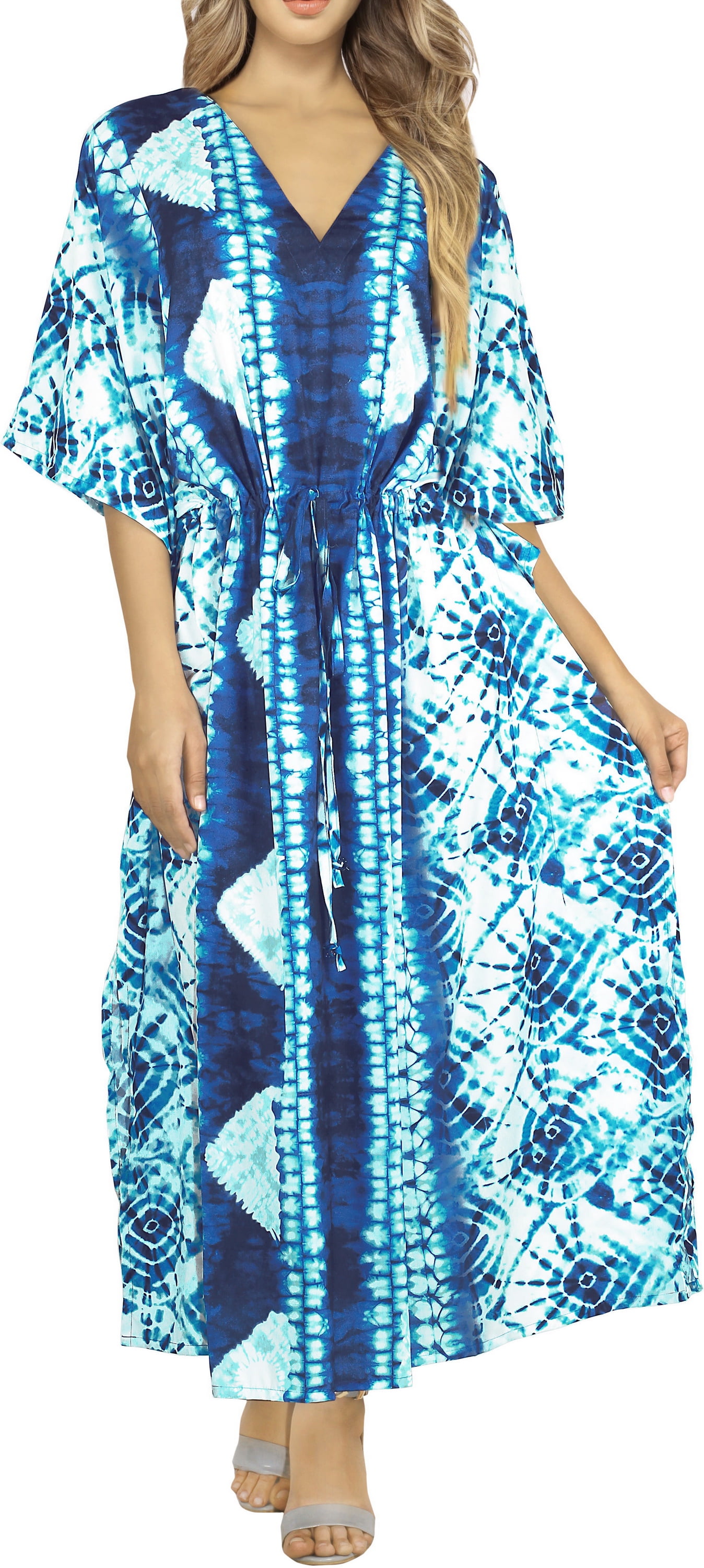 LA LEELA Women's Summer Loungewear African Beach Mumu Slit Dress Caftan ...