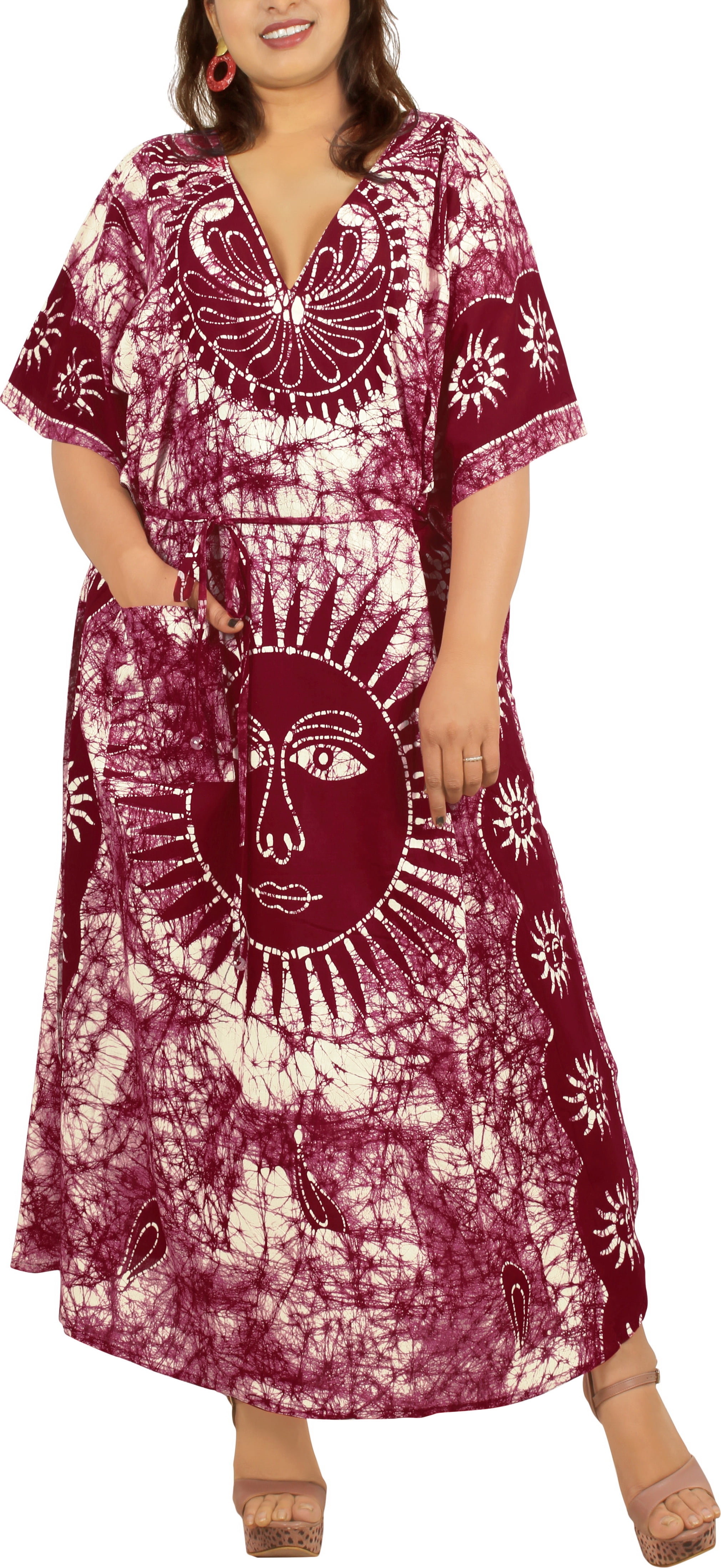 LA LEELA Women's Summer Pocket Nightgown Batik Caftan for Womens ...