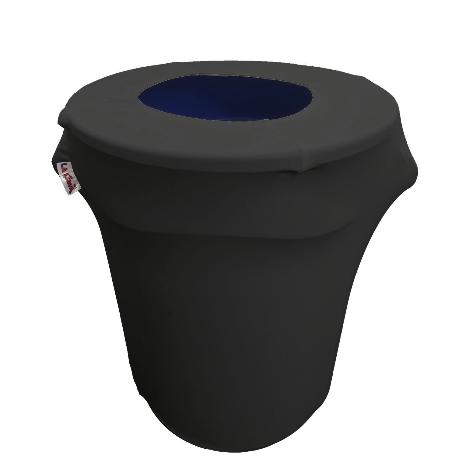 LA Linen Stretch Spandex Trash Can cover 32-Gallon Round,Black ...