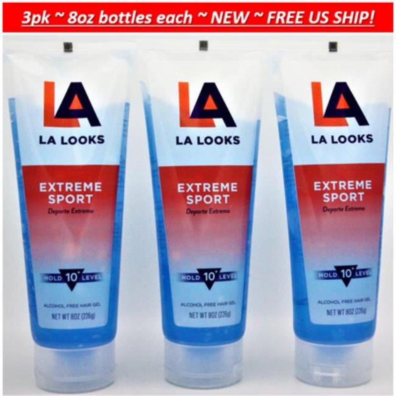 LA Looks 8 oz Extreme Sport Hold 10 Plus with Tri Active Hold Hair Gel ...