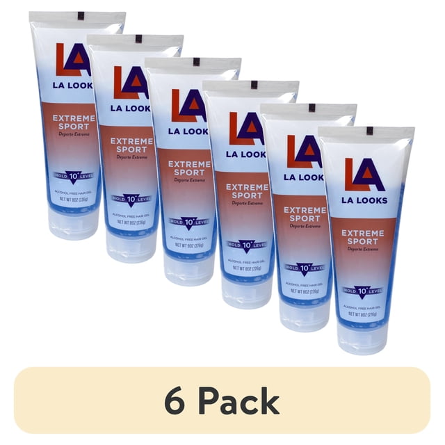 (6 pack) LA Looks Extreme Sport Alcohol Free Hair Gel Hold Level 10 8 ...