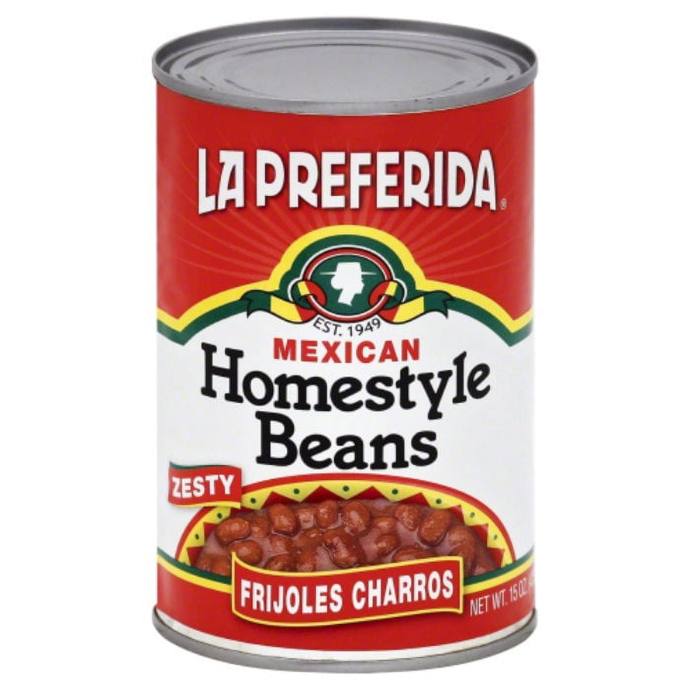 LA PREFERIDA BEAN FRIJOLE CHARROS HOME STYL 15 OZ - Pack of 12 ...