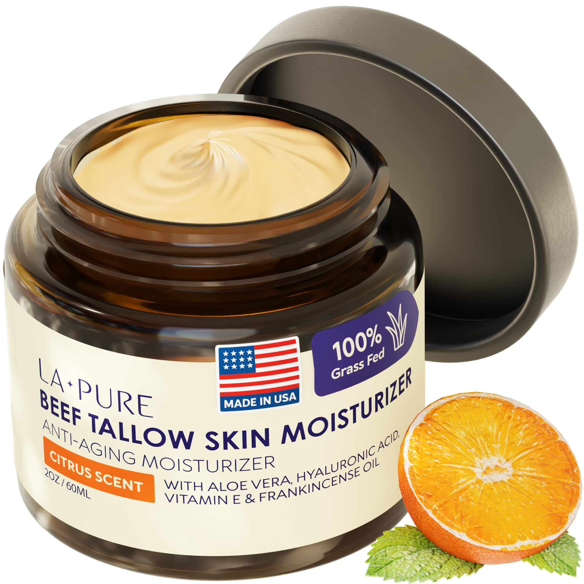 LA PURE Beef Tallow for Skin, Grass-Fed Tallow Face Cream with ...
