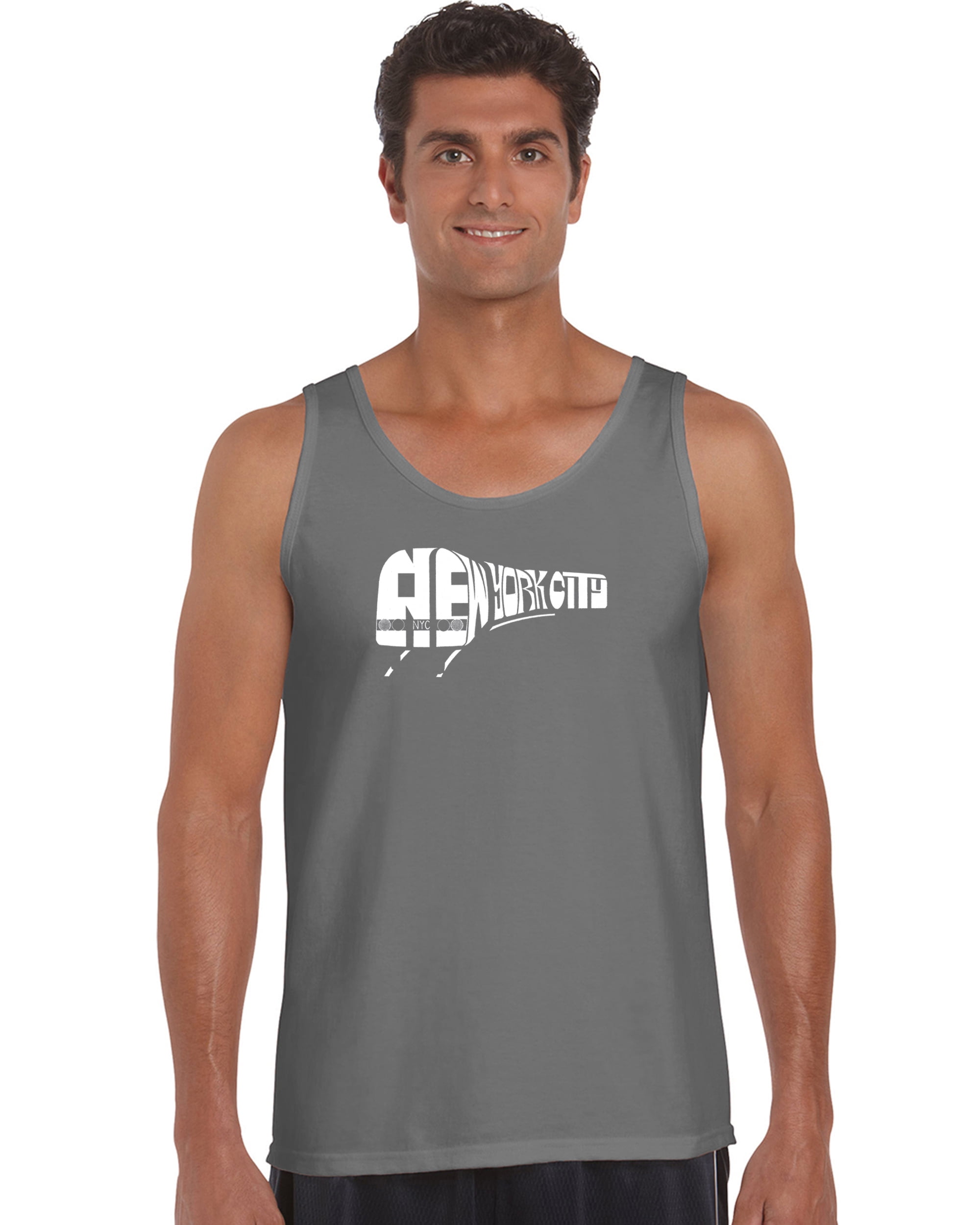 LA Pop Art Men's Word Art Tank Top - NY SUBWAY - Walmart.com