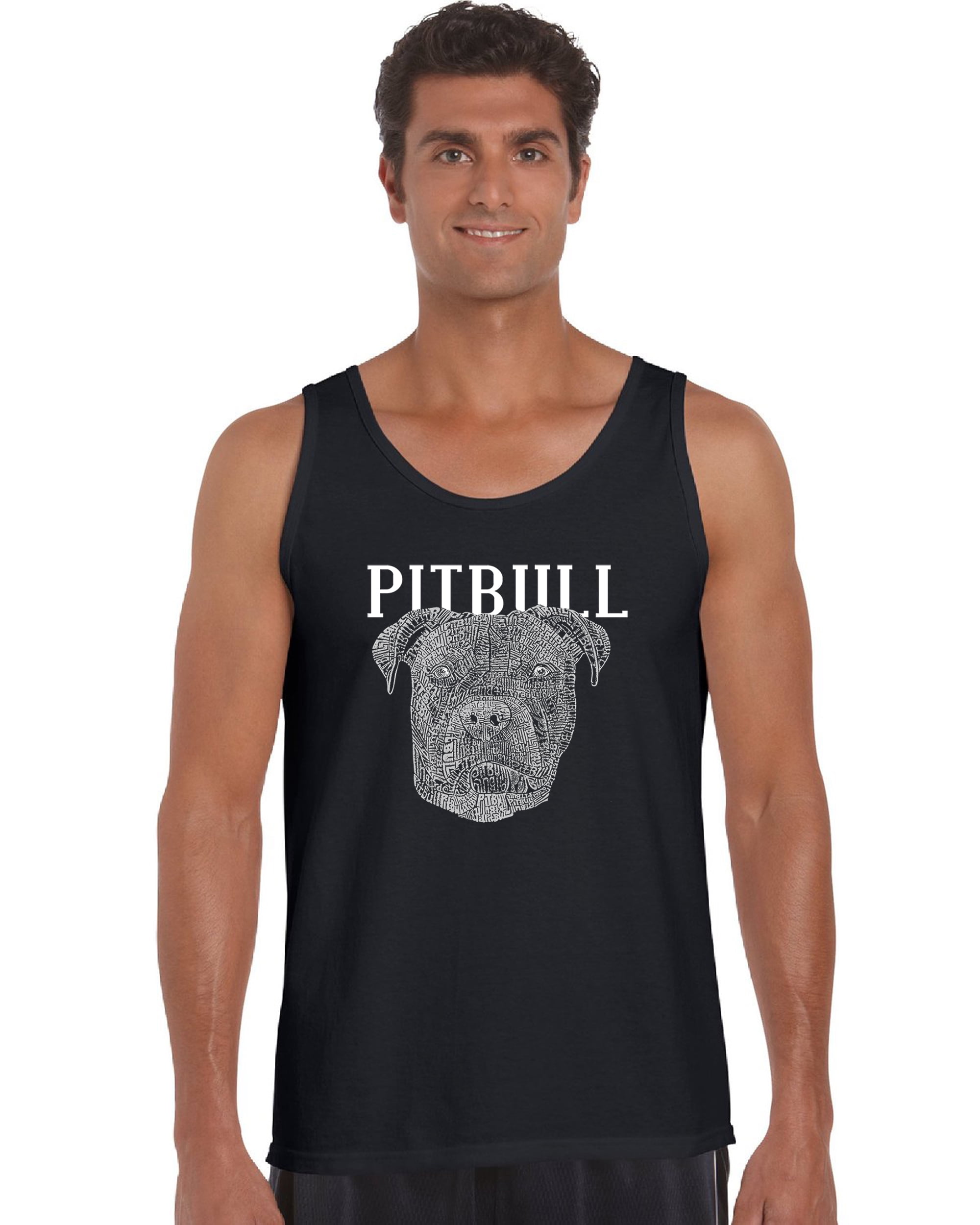 LA Pop Art Men's Word Art Tank Top - Pitbull Face - Walmart.com