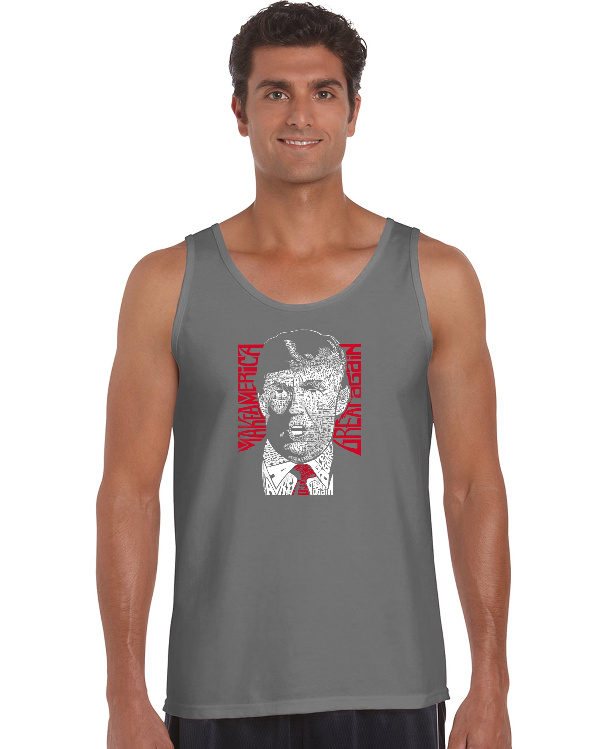 LA Pop Art Men's Word Art Tank Top - TRUMP - Make America Great Again ...