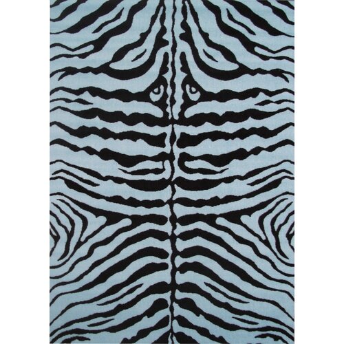 Fun Time Nylon 39"x58" Zebra Skin-Blue Area Rug in Multi-Color ...