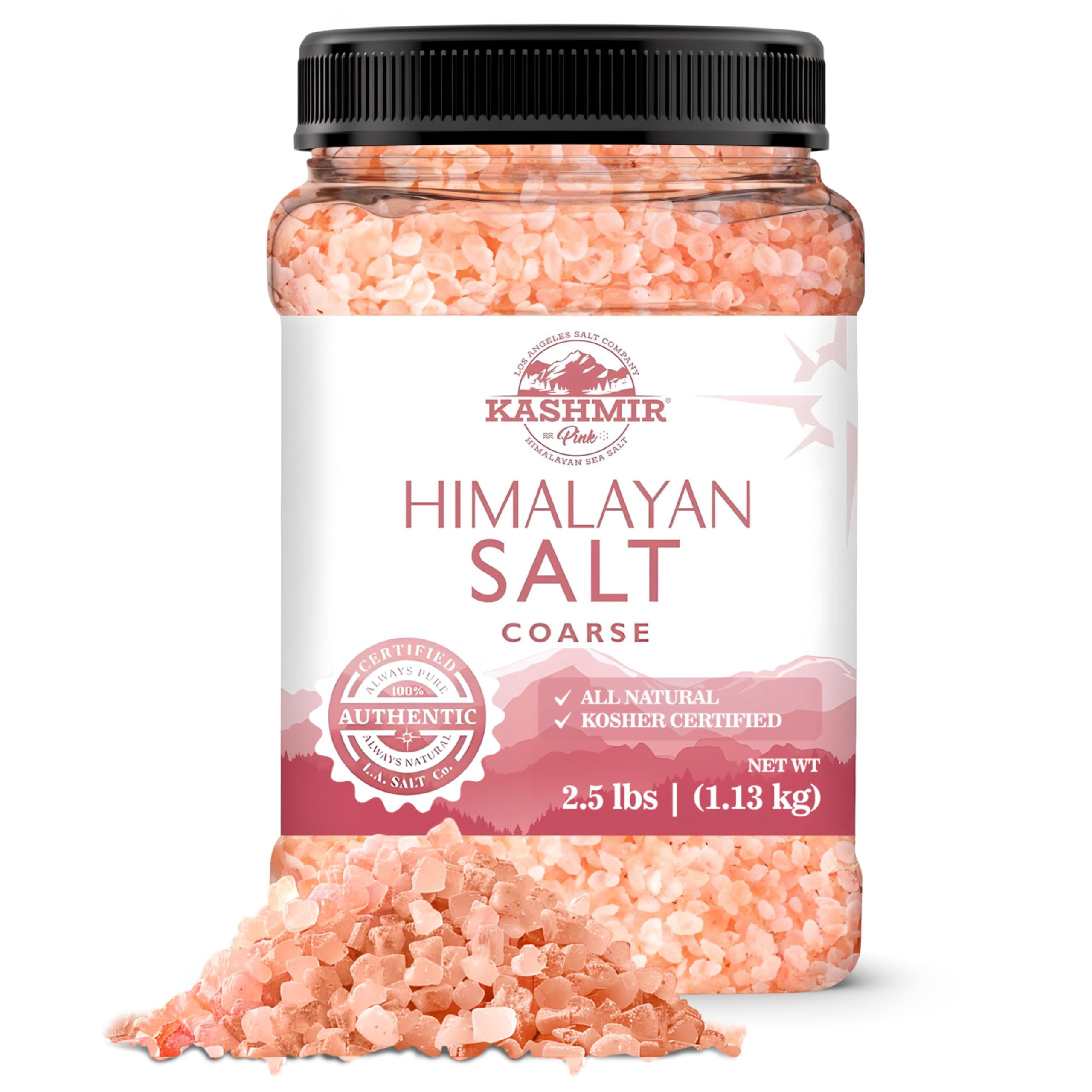 LA SALT CO Kashmir BCF26 2.5 Lbs Pink Himalayan Salt Jar, Coarse | 100% ...