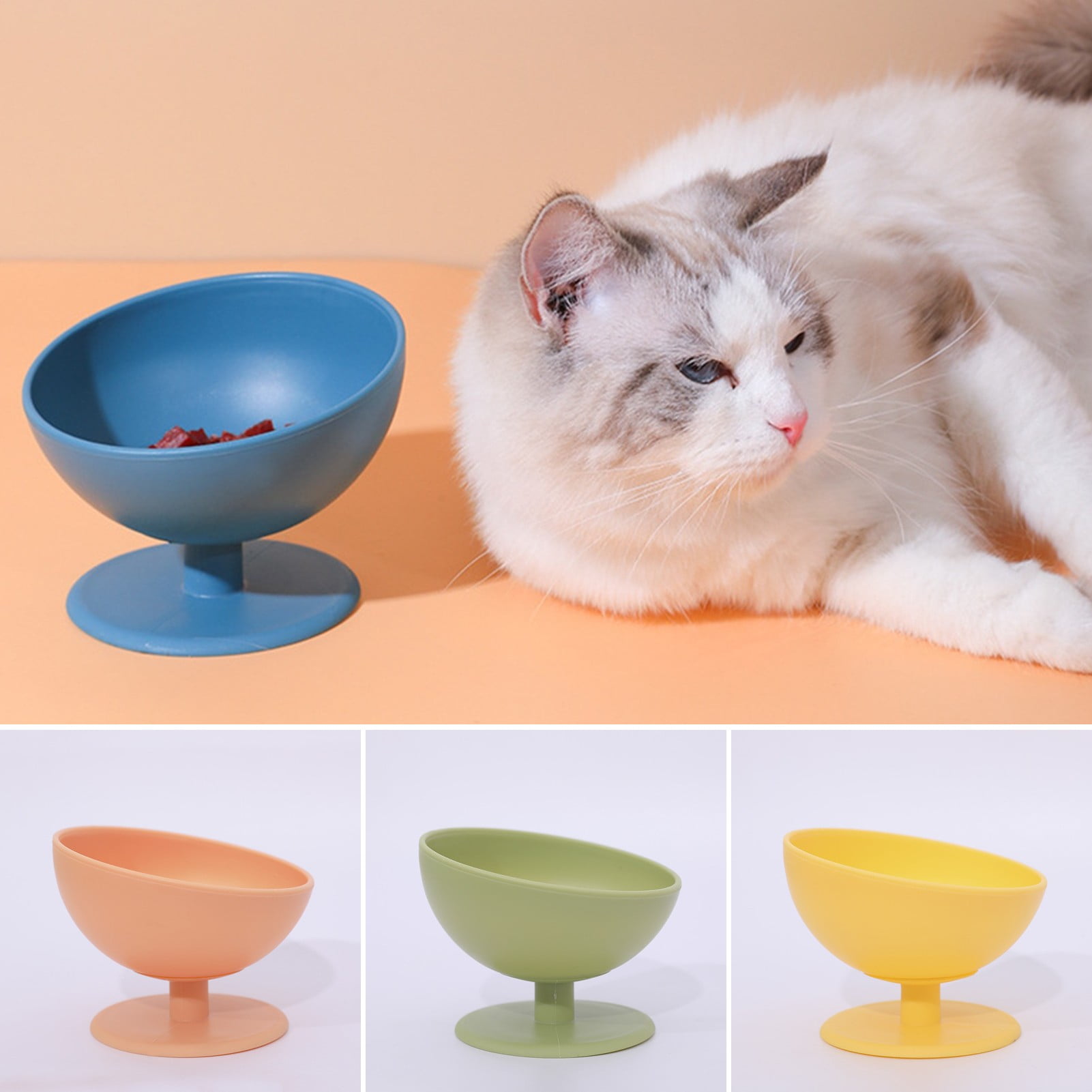 LA TALUS Cat Bowl Tilt Design High Foot Anti-overturning Neck ...
