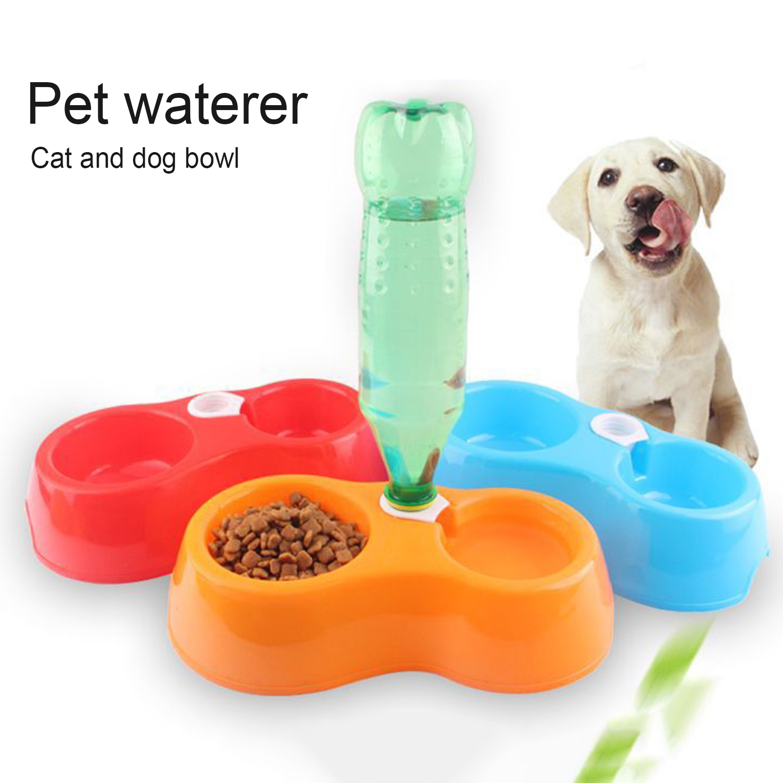 LA TALUS Cat Dog Drinking Fountain Pet Double Bowl Dual-purpose ...