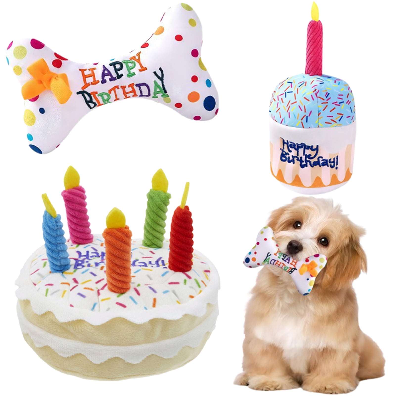 LA TALUS Dog Cake Toy Colorful Candles Bite Resistant Creative Funny ...