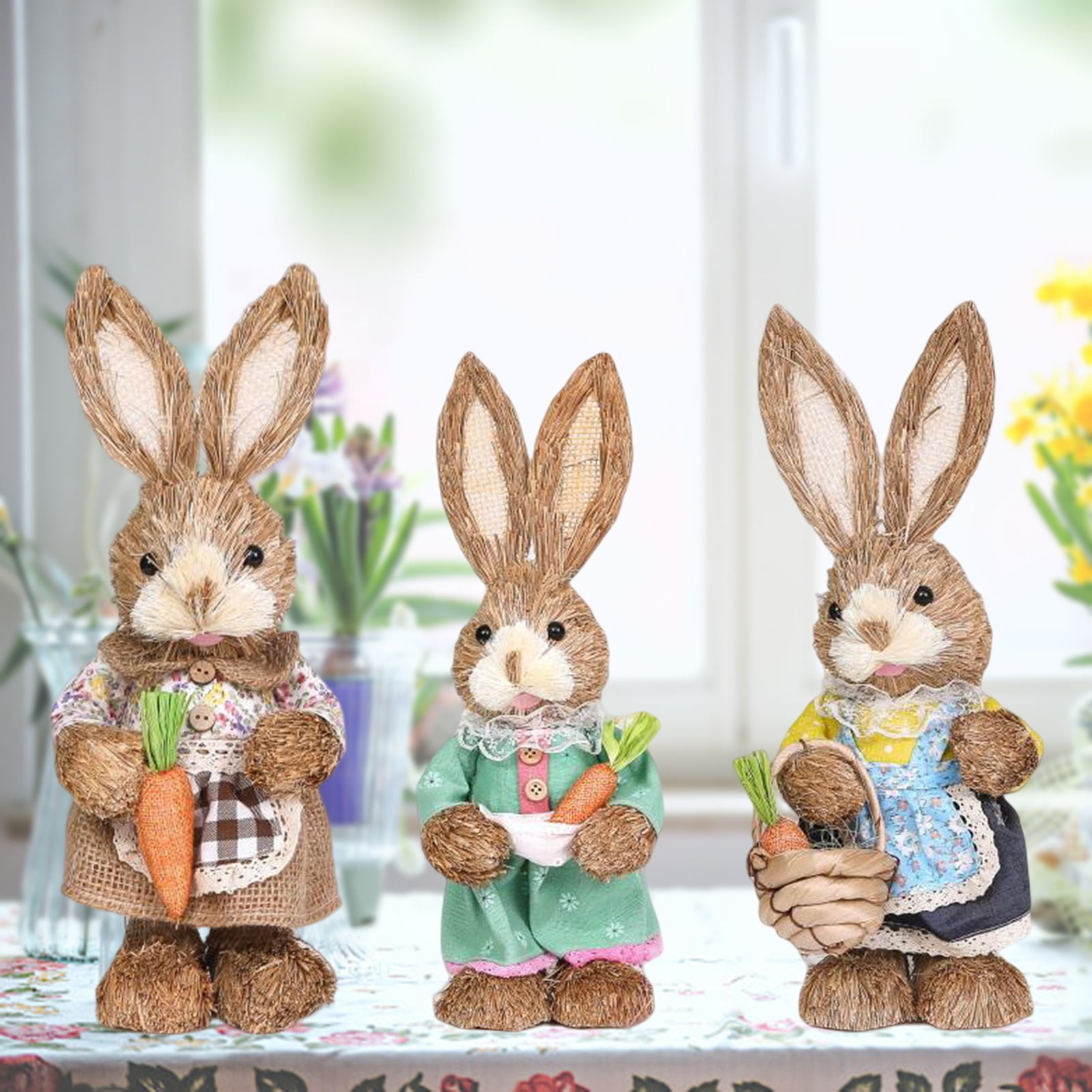 LA TALUS Easter Bunny Ornament Realistic Carrot Flower Garland Basket ...