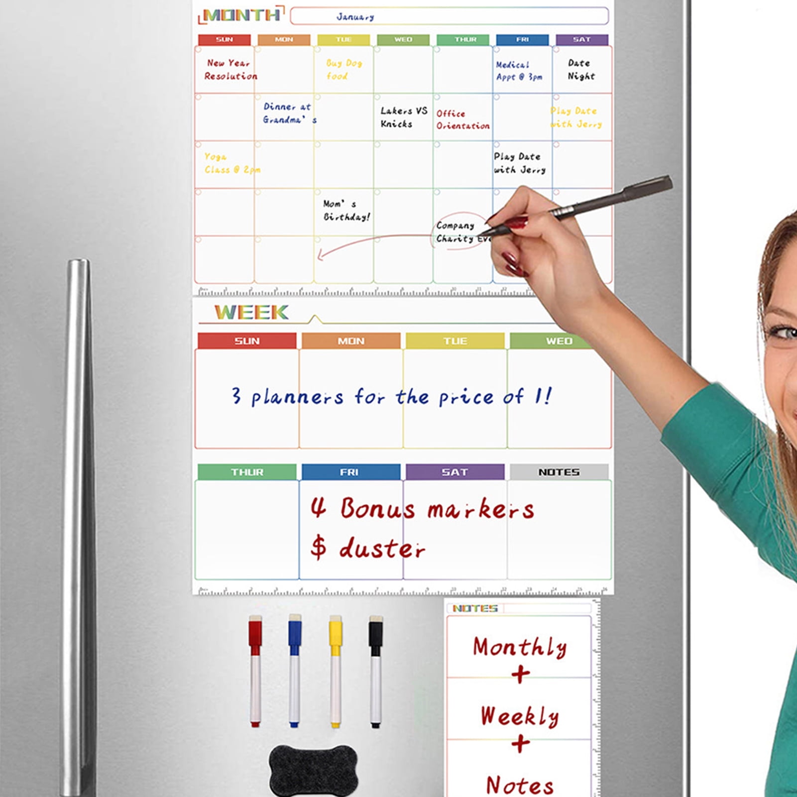 LA TALUS Erasable Magnetic Day Weekly Monthly Planner Calendar Fridge ...