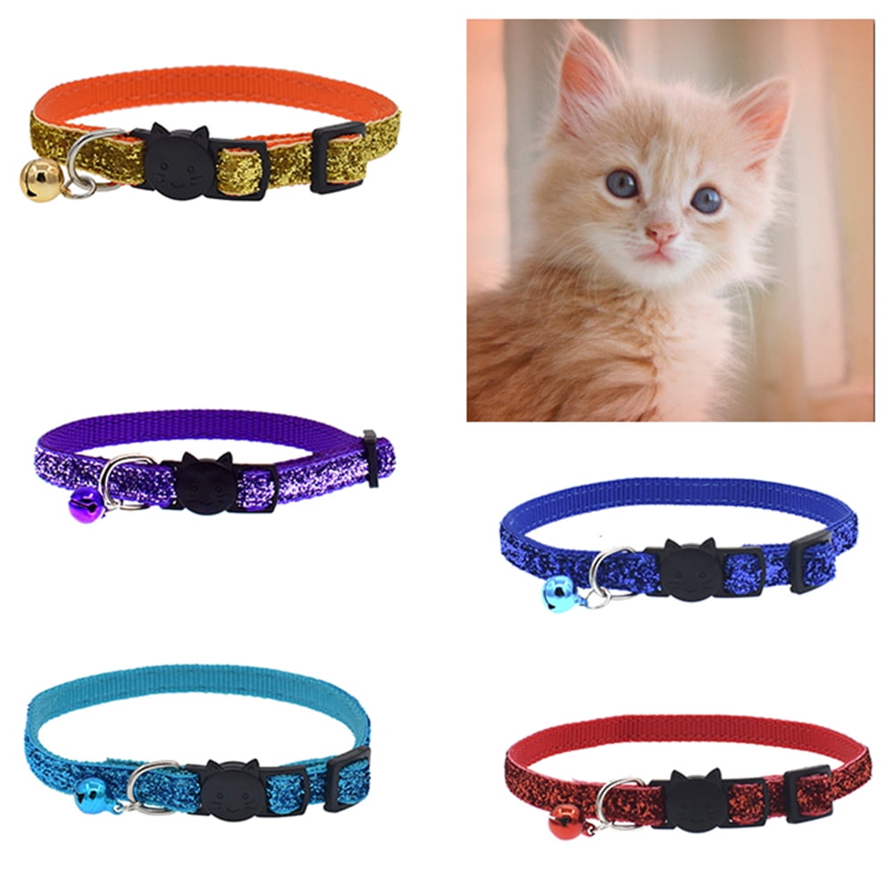 LA TALUS Fashion Glitter Cat Kitten Collar with Bell Safety Buckle ...