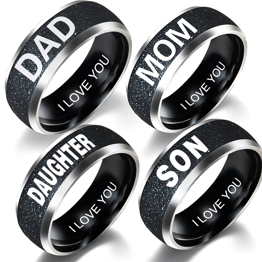 LA TALUS Fashion Mom Dad Daughter Son Letters Band Stainless Steel ...