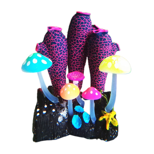 LA TALUS Fish Tank Luminous Simulation Mushroom Coral Plants Landscaping Aquarium Decor Deep ...