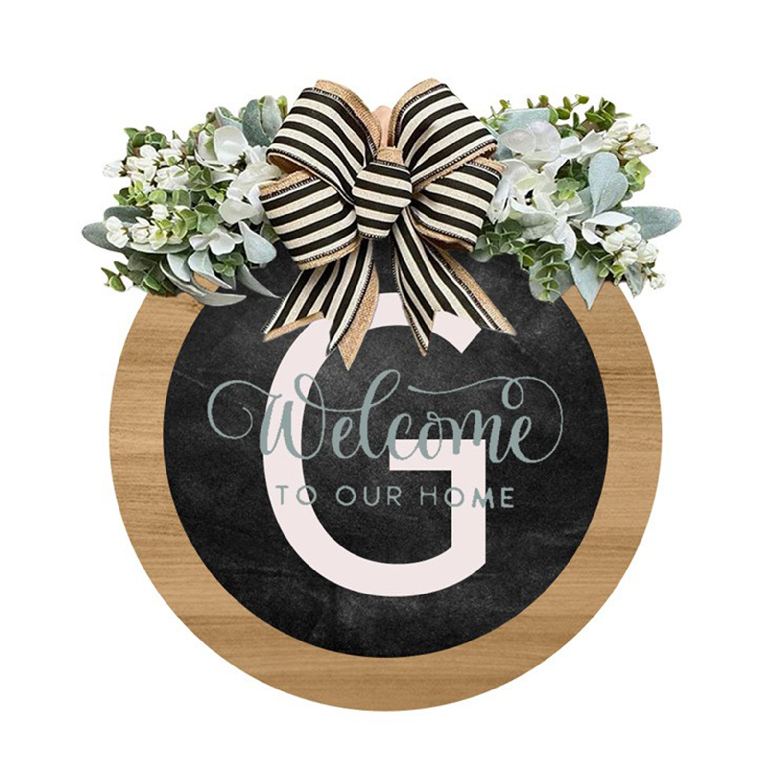 LA TALUS Front Door Wreath A-Z 26 Letters Round Sign with Bow Fake ...