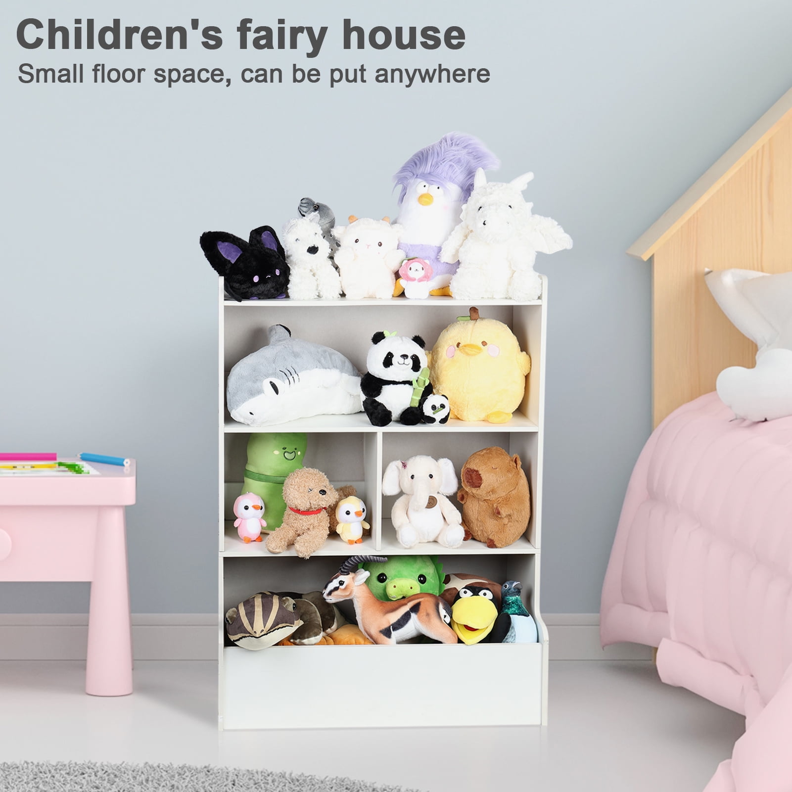 LA TALUS Kids Bookshelf, 4-Tier Storage Bookcase, Large Wooden Open ...