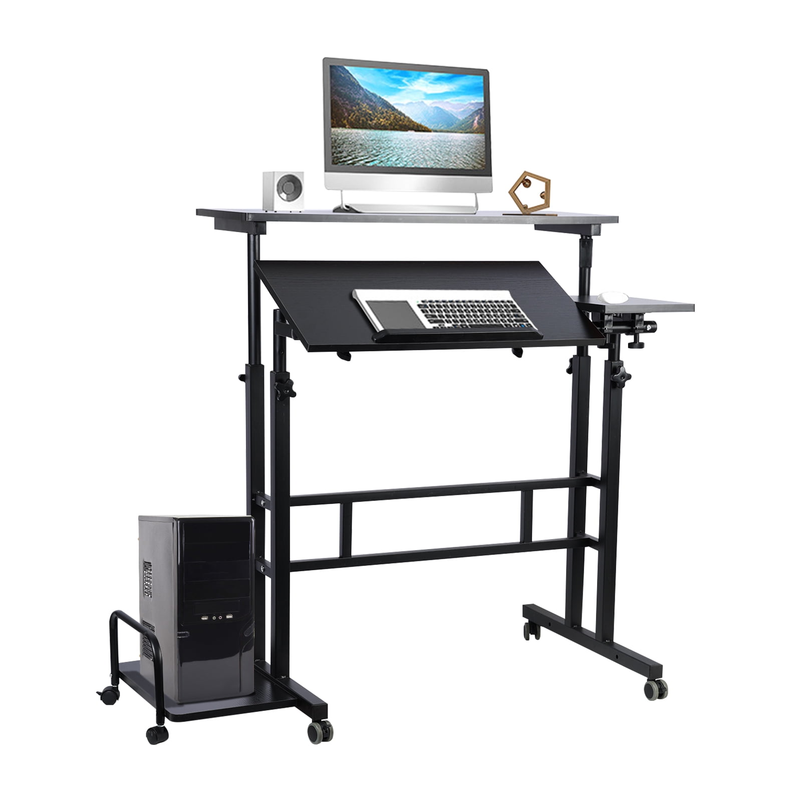 LA TALUS Mobile Standing Desk, Portable Stand Up Desk, Small Adjustable ...