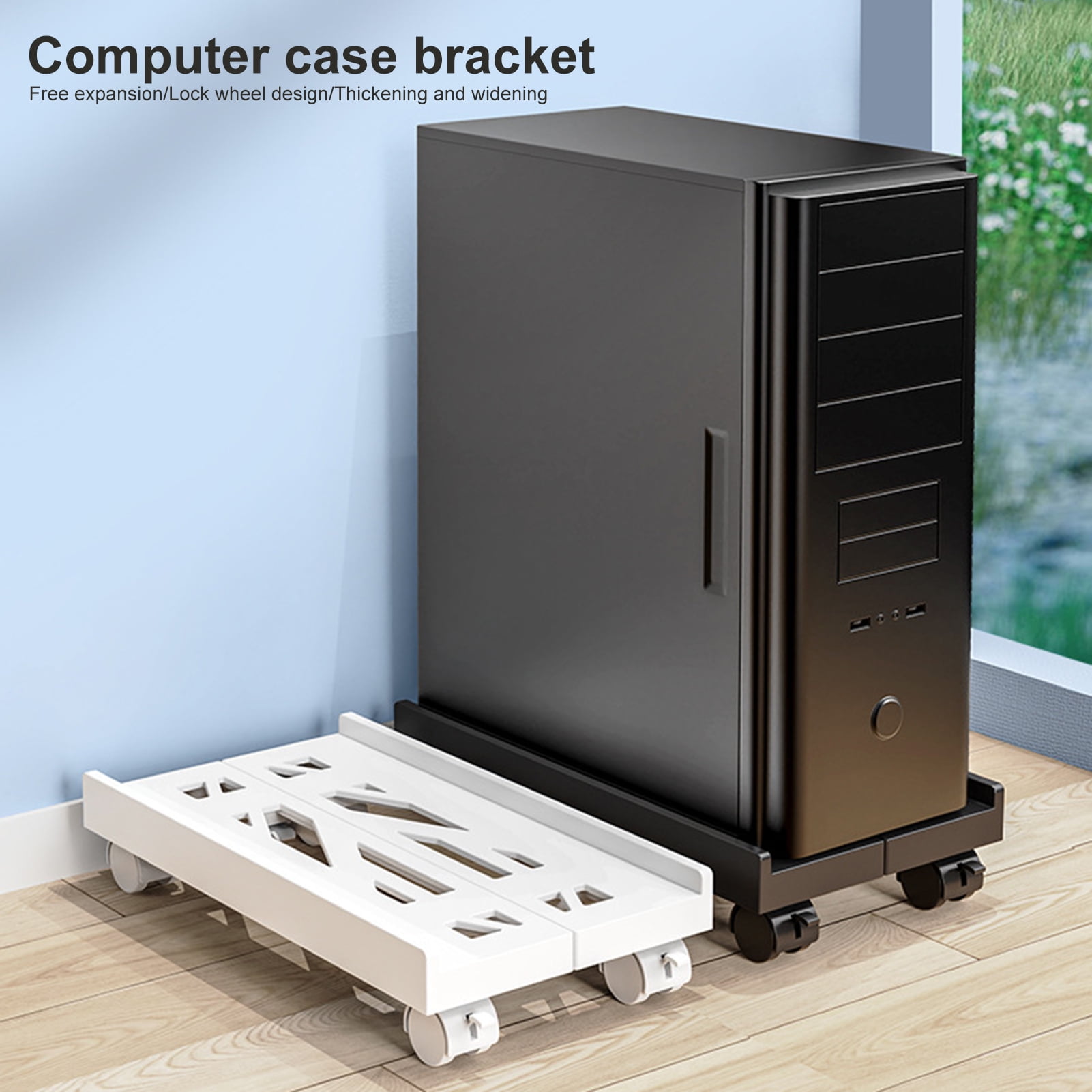 LA TALUS PC Tower Stand with Wheels under Desk CPU Holder Adjustable ...