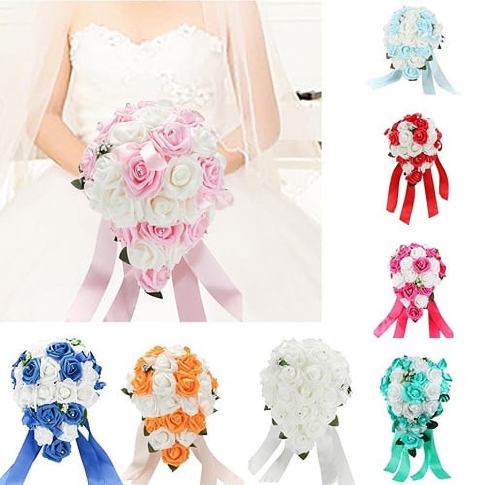LA TALUS Wedding Bouquet Bridal Bridesmaid Artificial Foam Rose Flower ...