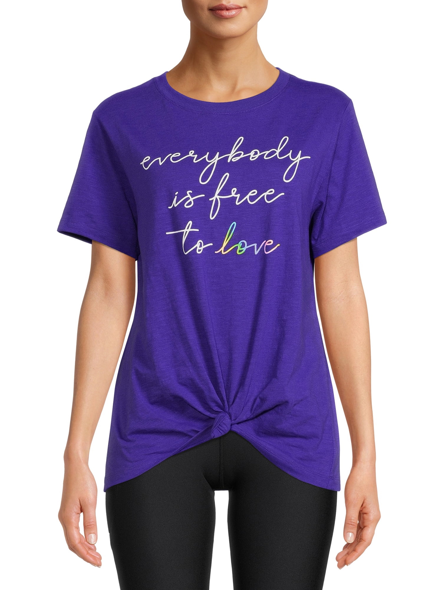 LA Thread Women's Knotted Front Graphic Crew Tee - Walmart.com