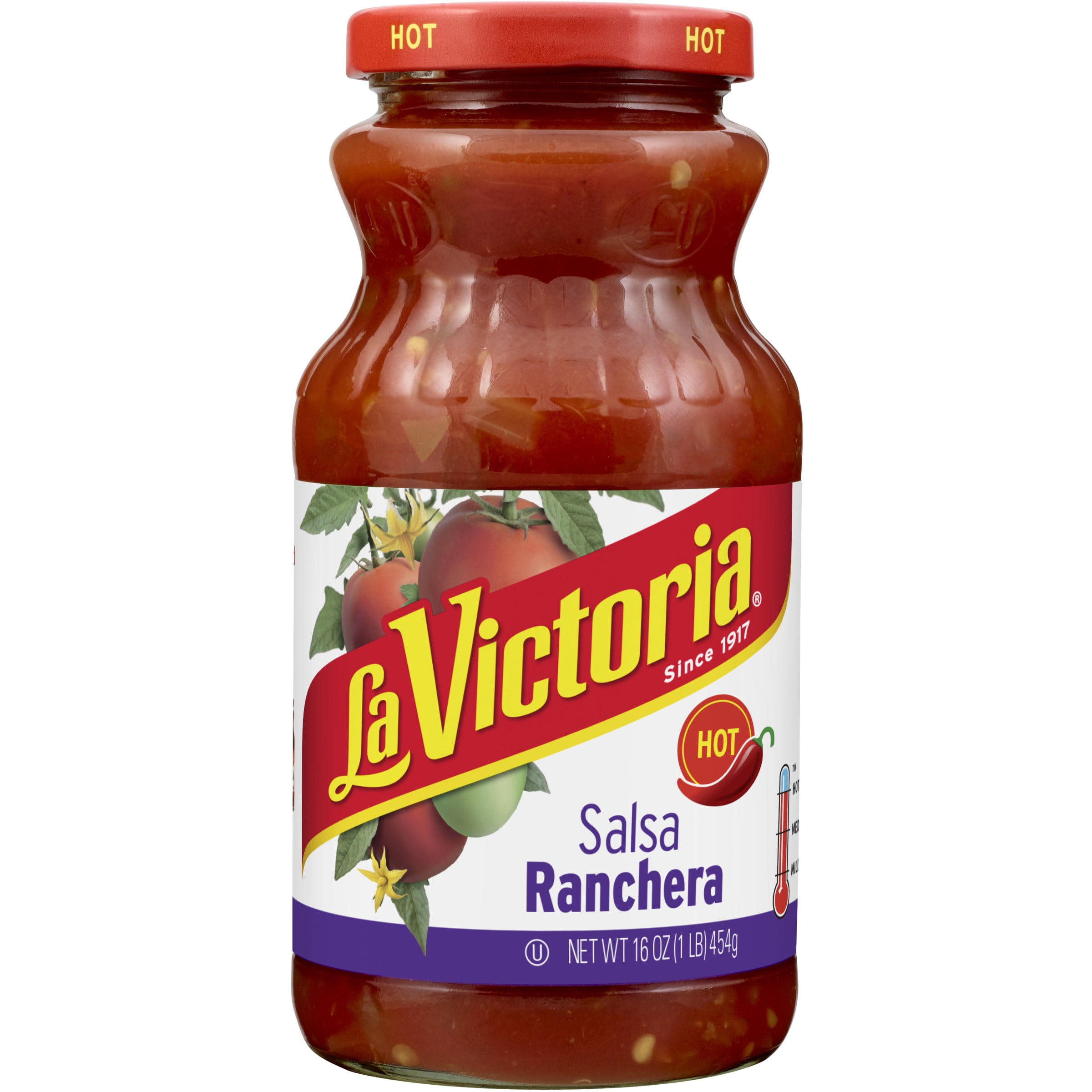 LA VICTORIA Hot Salsa Ranchera, Shelf-Stable, 16 oz Glass Jar - Walmart.com