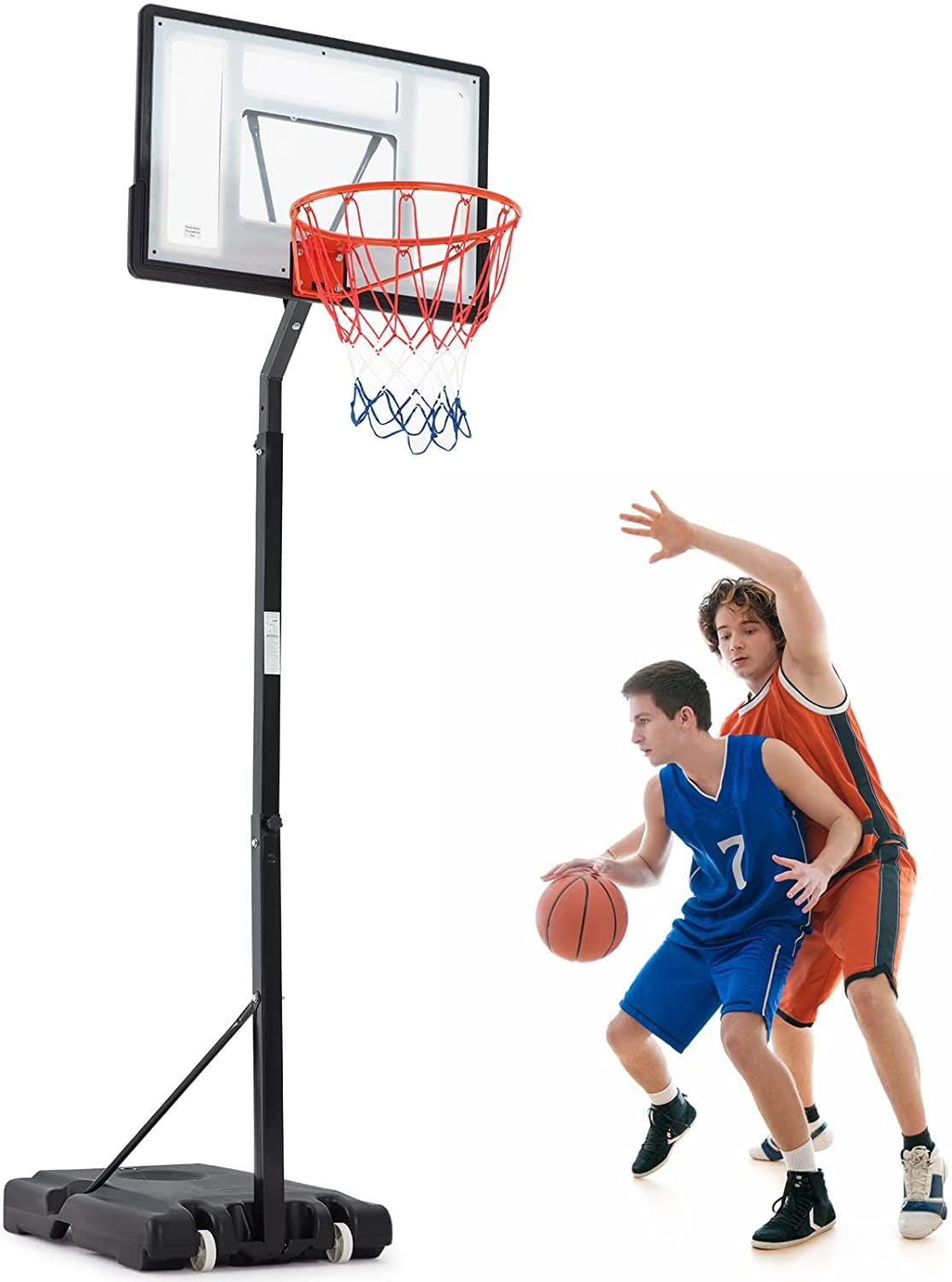 LA famille 43 inch Portable Basketball Hoop & Goal Adjustable Height ...