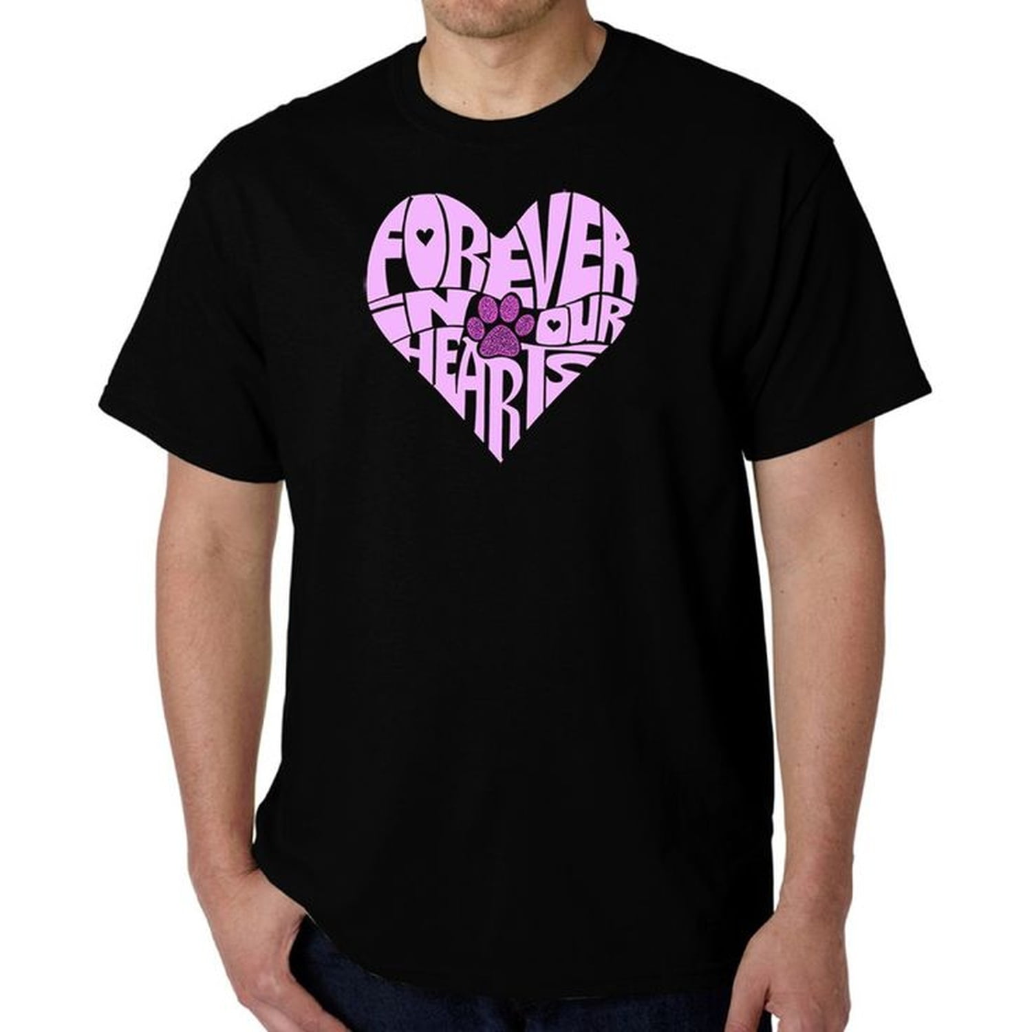 LA1 Pop Art Forever In Our Hear - M1en's Word Art T-S1Hirt Black ...