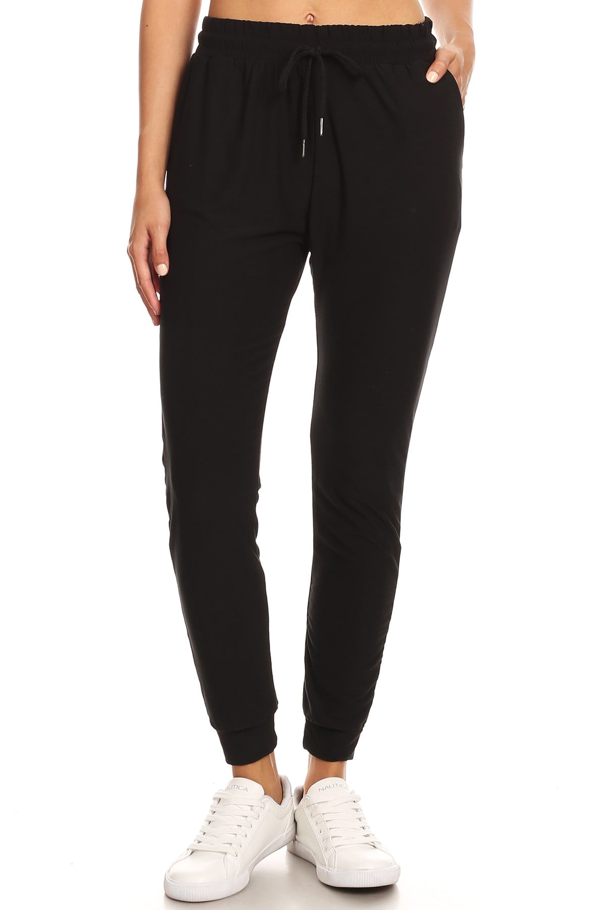 LA12ST Women's Soft Fleece Lined Jogger Pants, Drawstring, Pockets ...