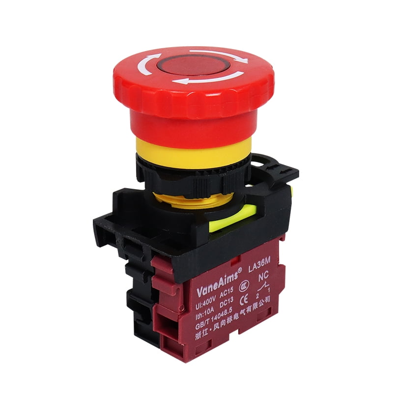 LA36M Emergency Stop Button Switch 22mm E-Stop Plastic Mushroom Push ...