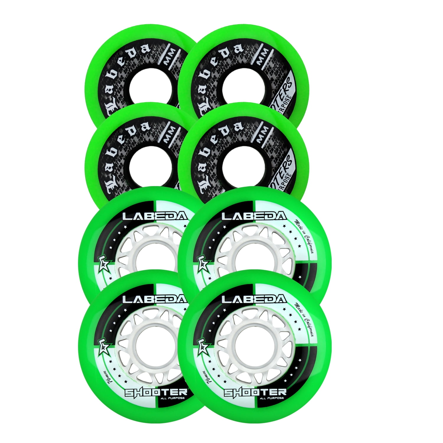 LABEDA WHEELS Inline Roller Hockey SHOOTER ALL PURPOSE HILO SET 68mm ...