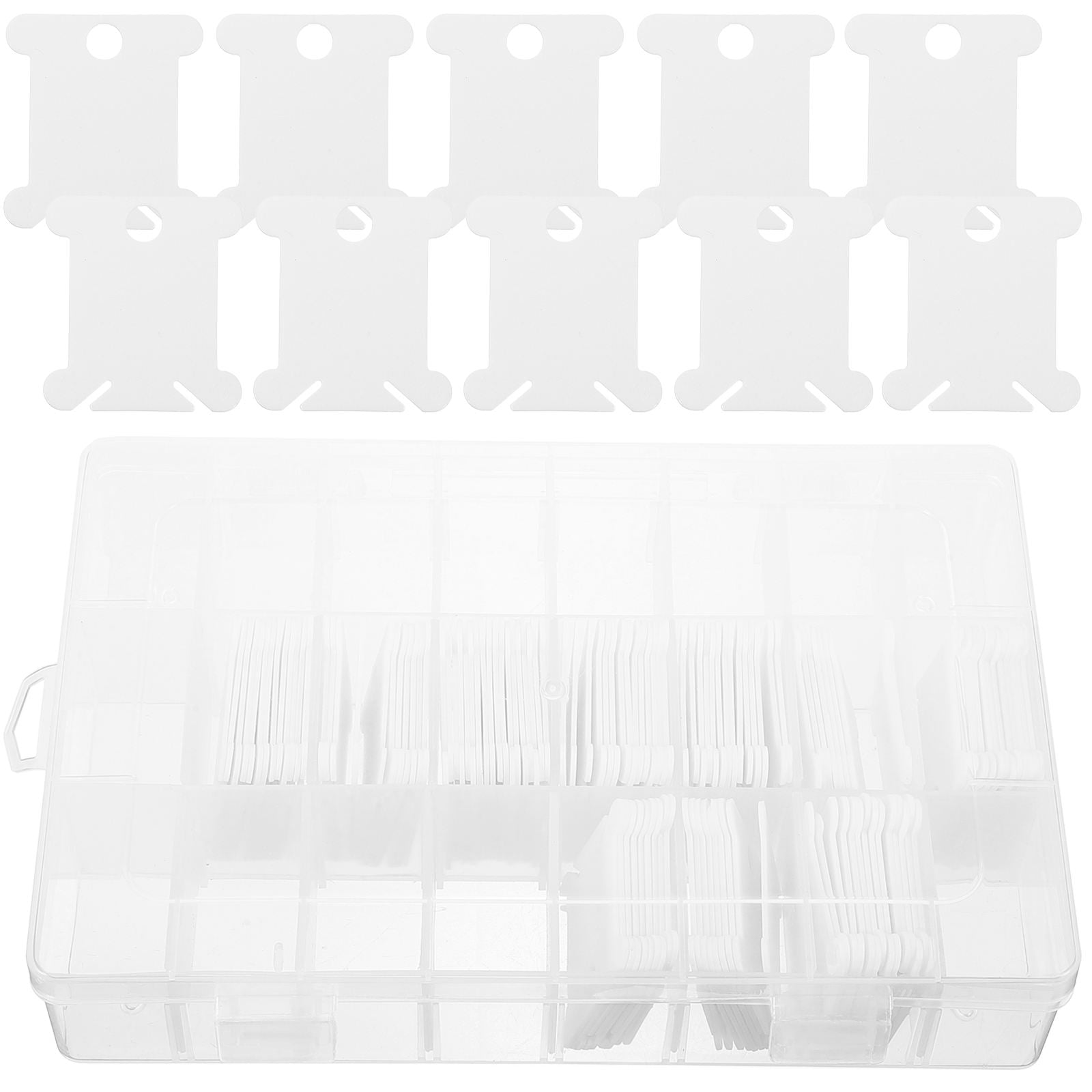 LABELEPH 120Pcs Thread Winding Plate for Sewing Accessories Transparent Plastic Rectangular with ...