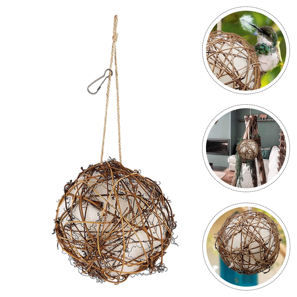 LABELEPH 1Pack Outdoor Bird Feeder for Garden in Rattan and Plush ...