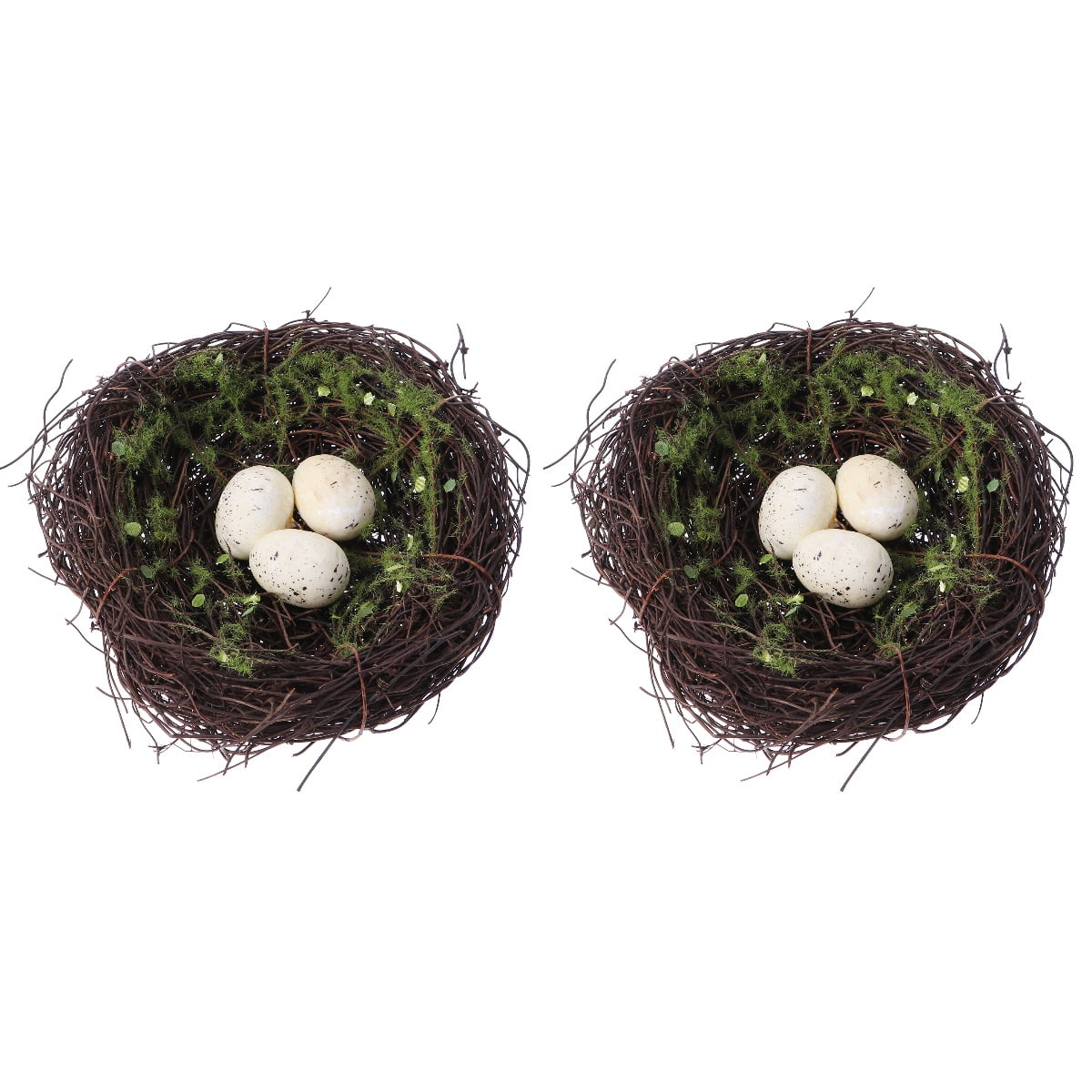 LABELEPH Artificial Birds Nest Rattan Hand-Woven Easter Nests 2Pack 4 ...