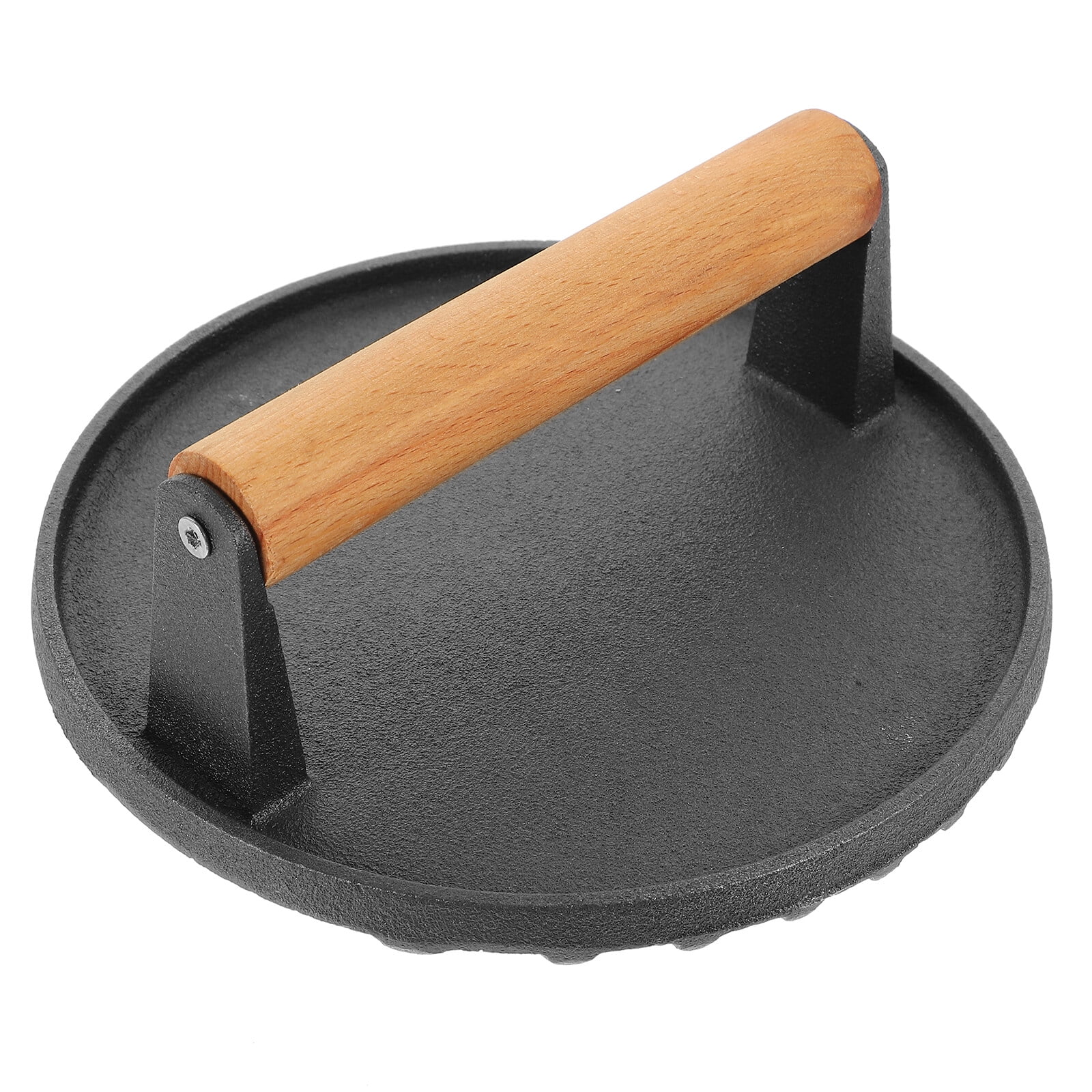 Tineasur Burger Press Cast Iron Grill Tool for Home Cooking Black Wood ...