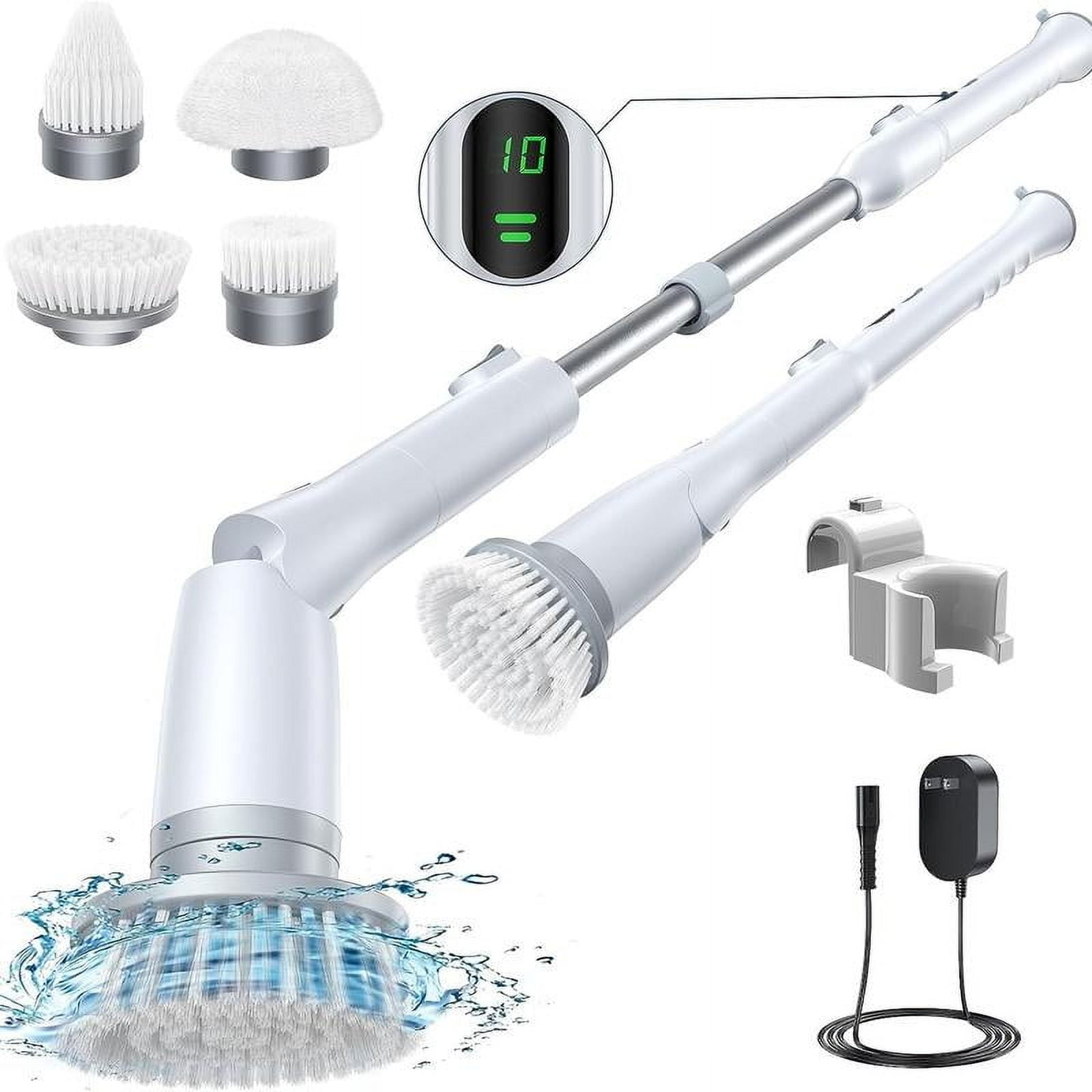 LABIGO Electric Spin Scrubber, Cordless Shower Scrubber with Extension Handle for Bathroom ...