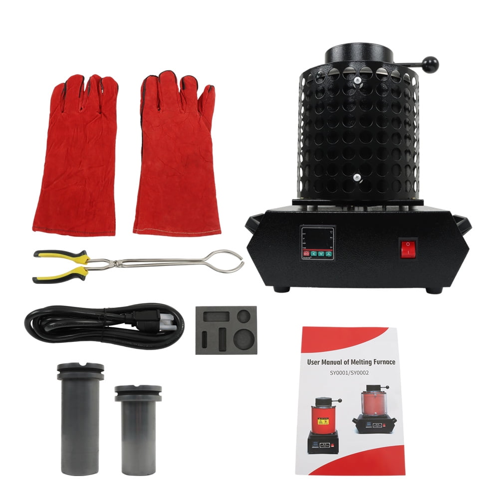 LABLT 1400W 110v 1+3 KG Gold Electric Digital Smelting Furnace Smelter ...