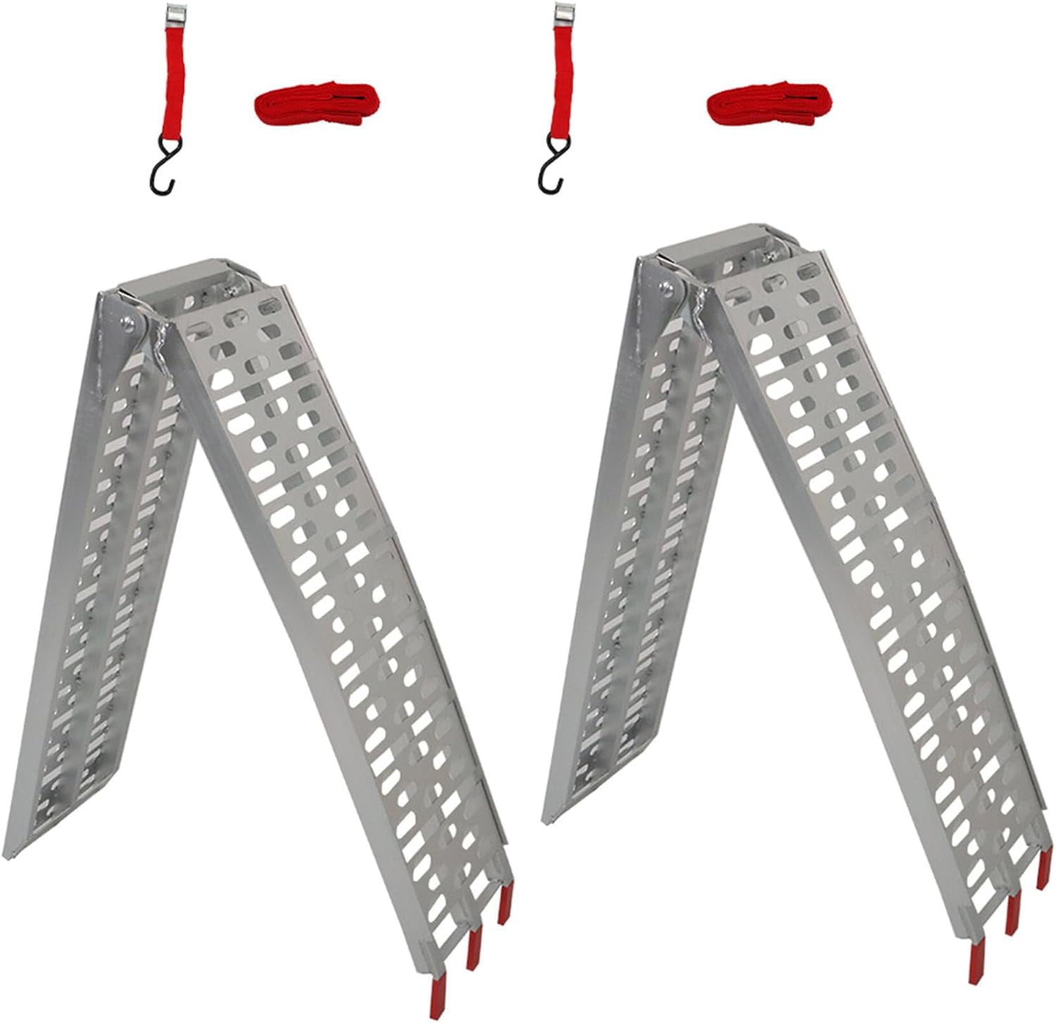 LABLT 2 PCS 7.5FT 1500lbs Aluminum Folding Loading Ramp Kit Holes with ...