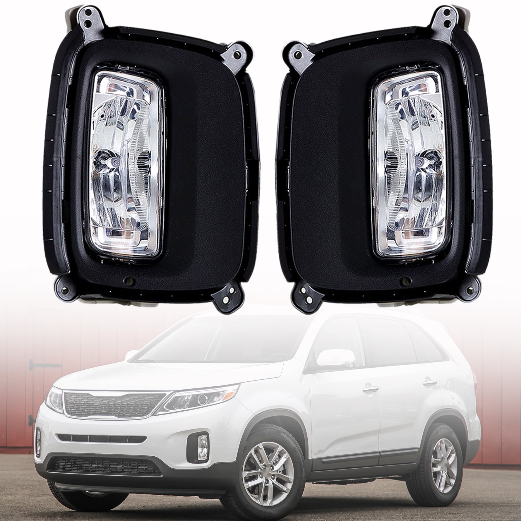 LABLT 2-Pack Front Driving Fog Light Assembly with Bulbs Bezel Set ...