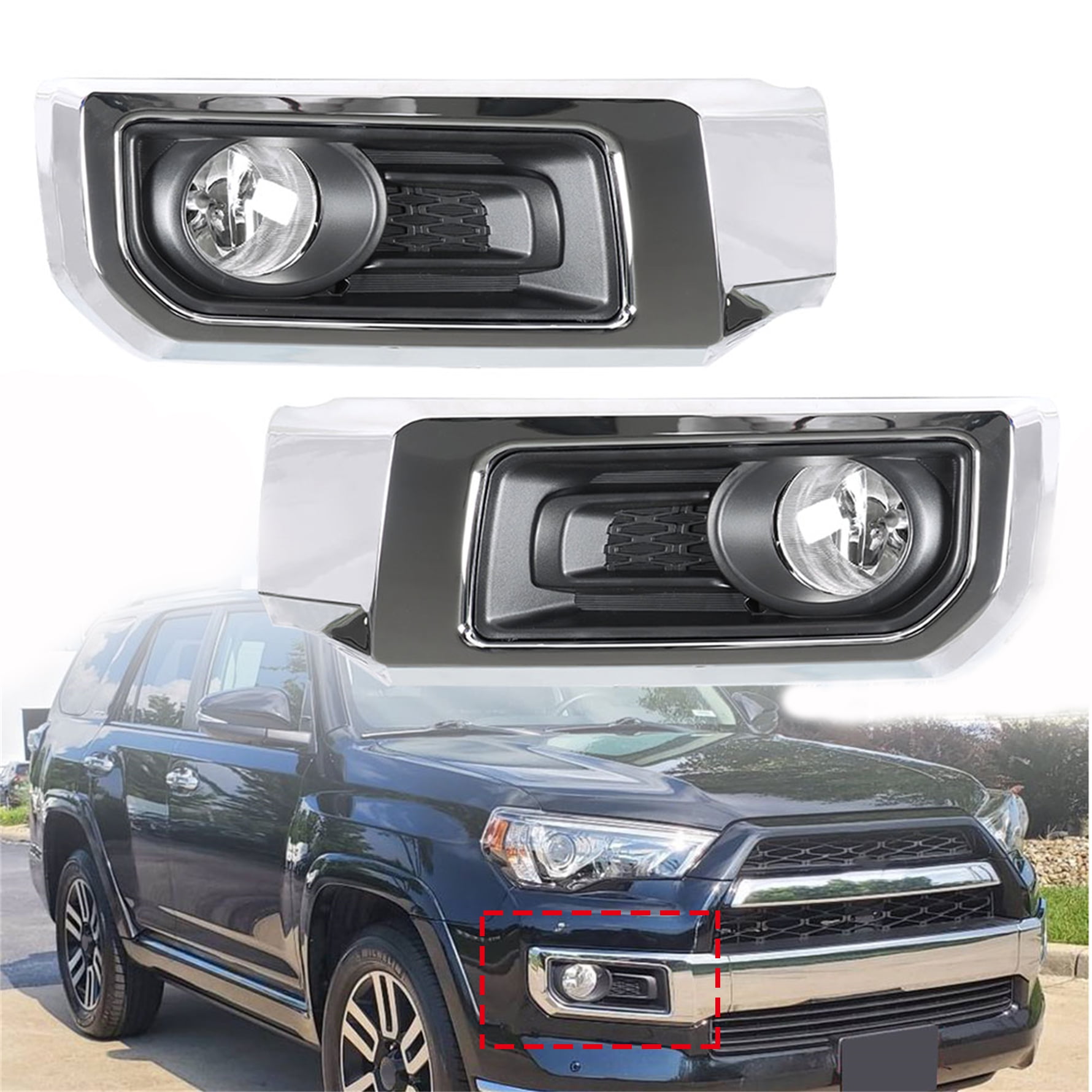 LABLT 2-Pack Front Driving Fog Light with Chrome Bezel Set for Toyota ...